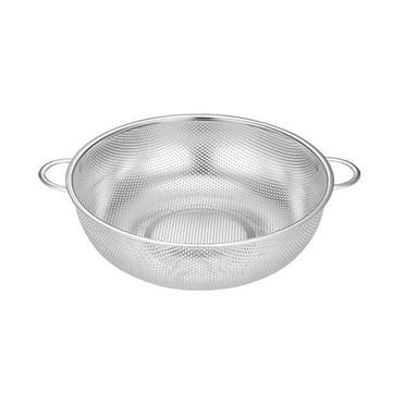 5.5QT Deep Metal Cooking Colander with Wooden Handle, Matte Black ...
