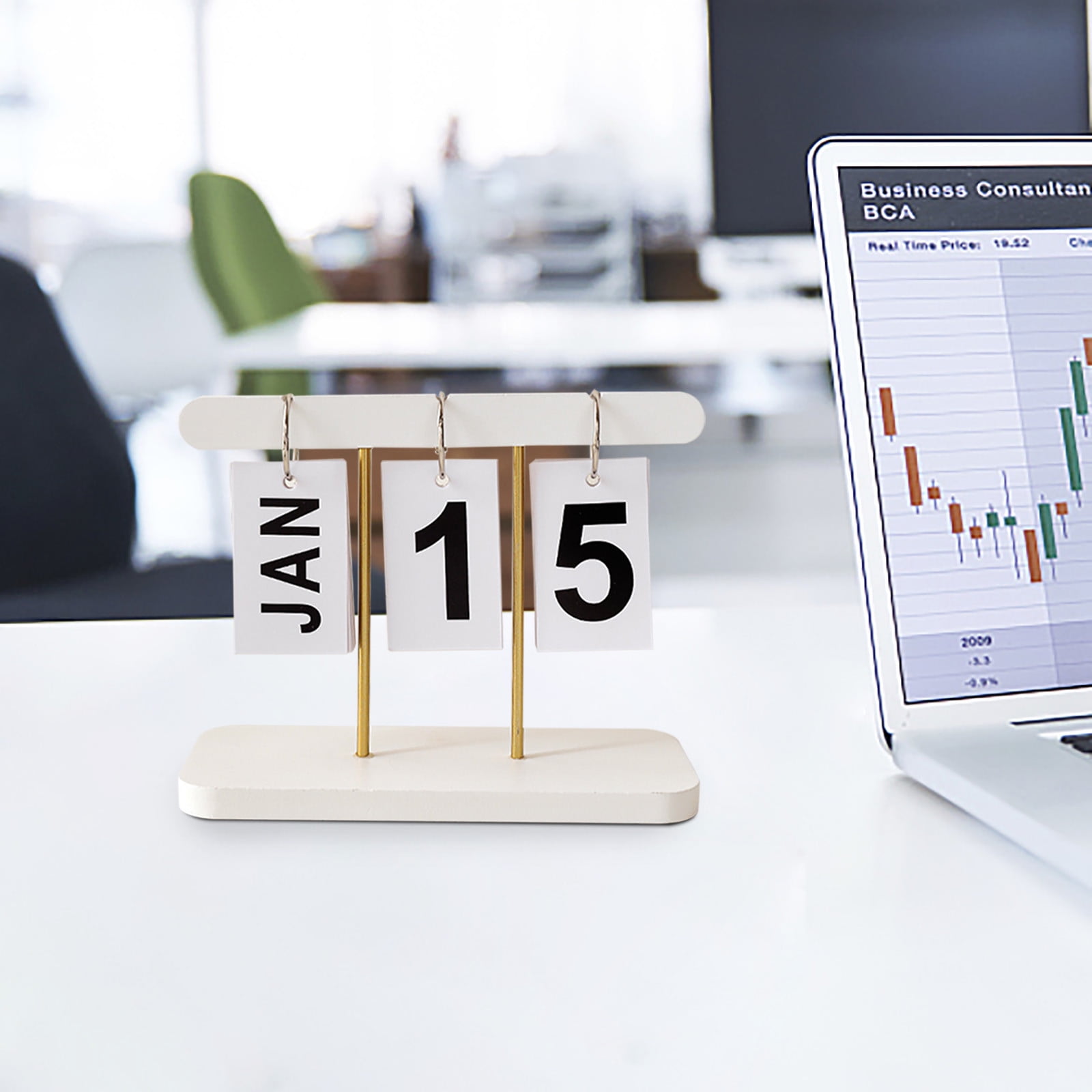 Tepsmf Wooden Perpetual Desk Calendar Flip Calender for Desk Office ...