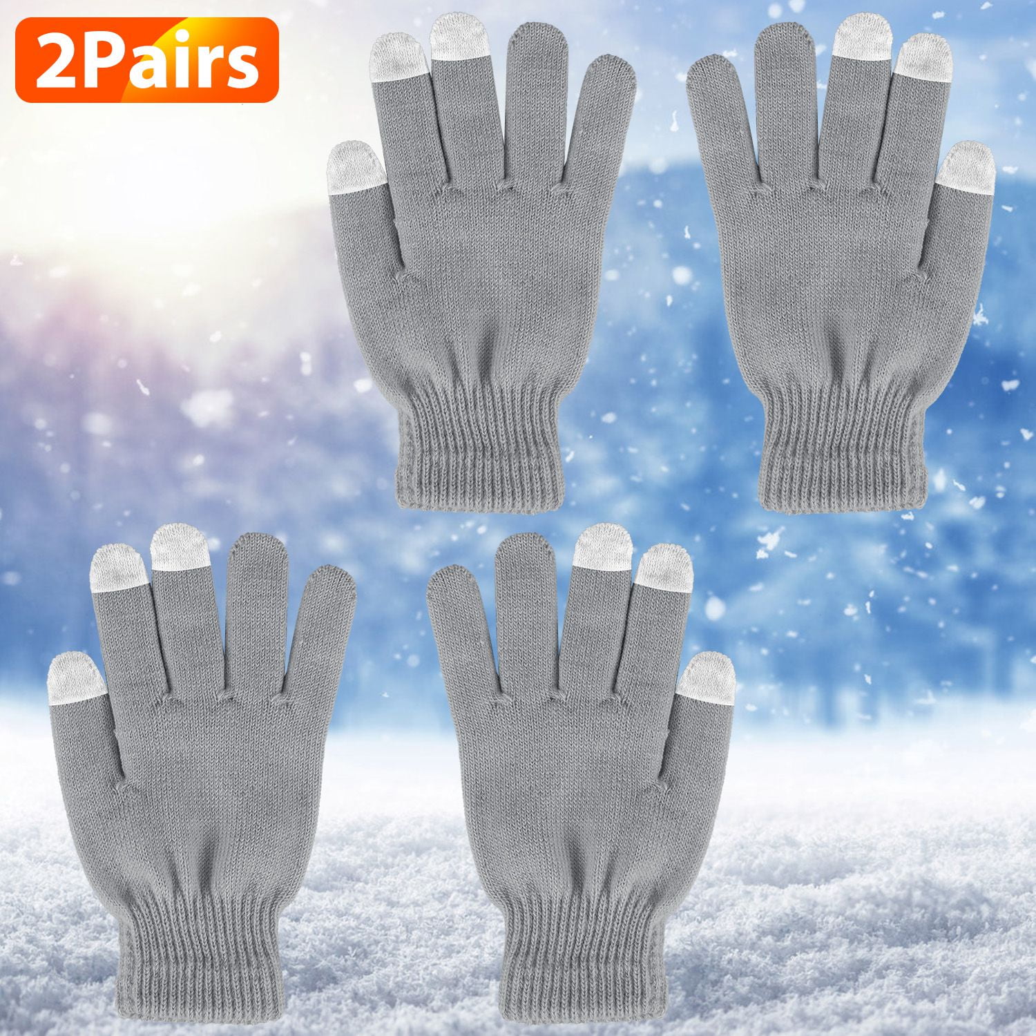 TeqHome 2 Pairs Winter Knit Gloves for Women and Men with Soft Acrylic ...