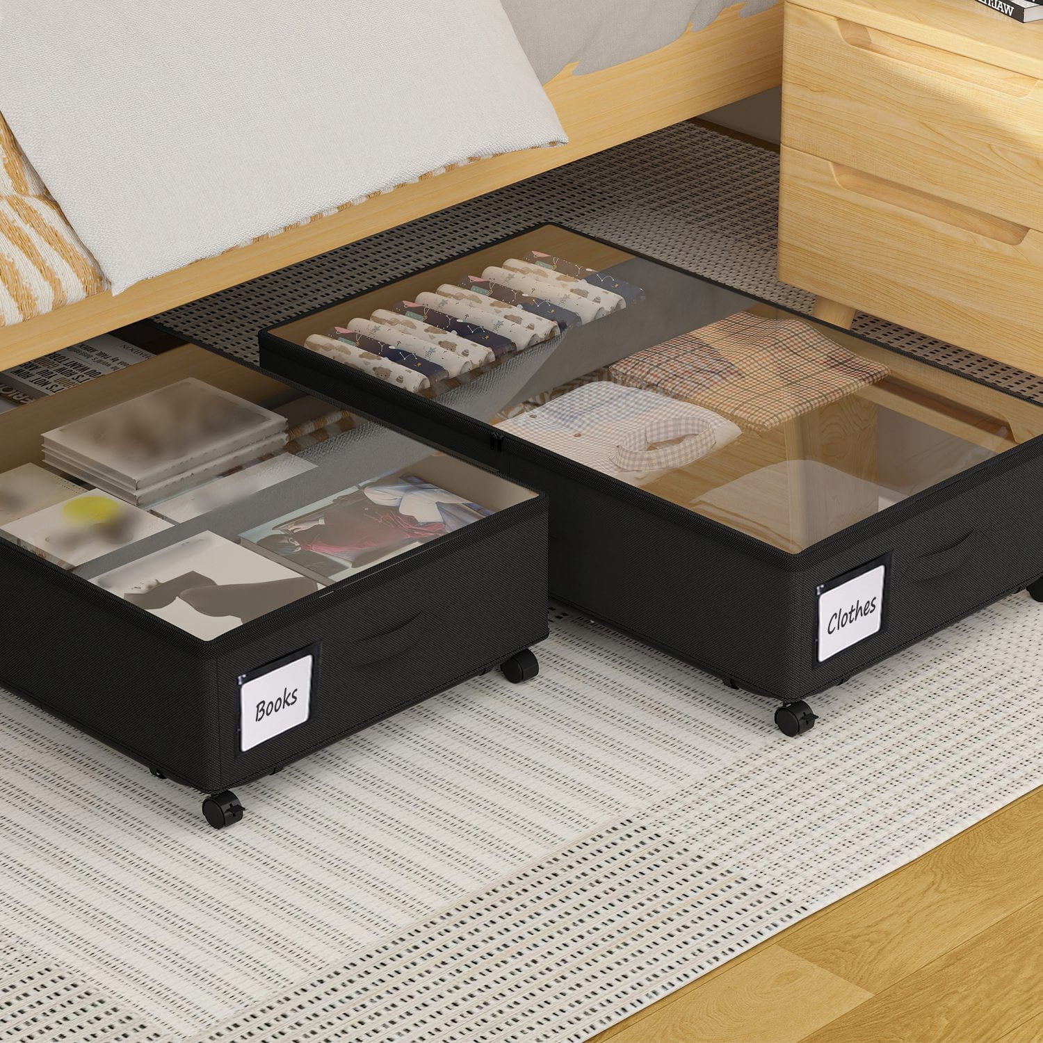 TeqHome 2Pcs Under Bed Storage Containers with Wheels 43L Under Bed ...