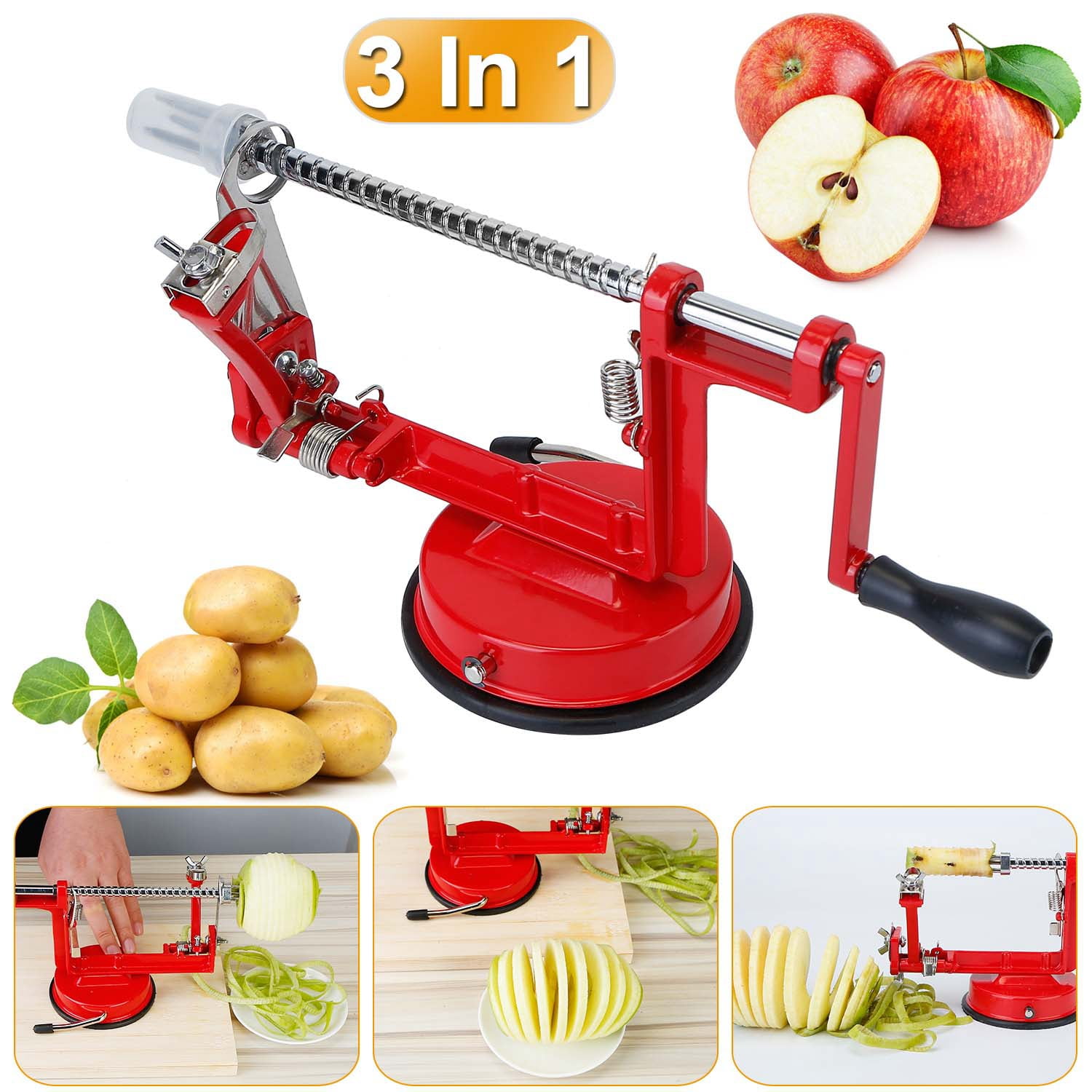 iMounTEK 3 In 1 Stainless Steel Apple Peeler, Manual Fruit Corer Slicer ...