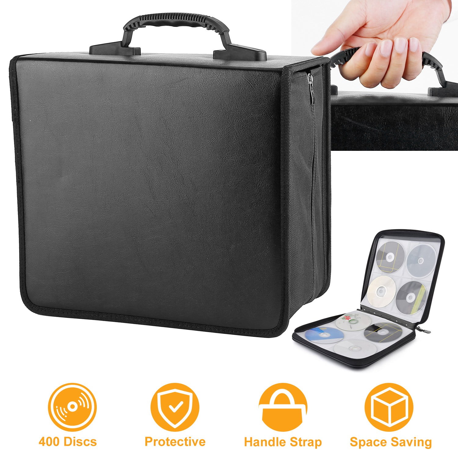 iMounTEK 400-Disc CD/DVD Storage Case - Portable, Dust-Proof & with Carrying Handle - Black ...