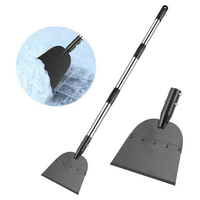 TeqHome 53In Flat Snow Shovel with Adjustable Handle Heavy Duty Long ...