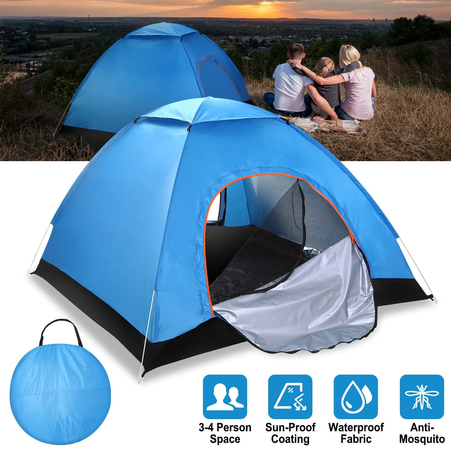 TeqHome 6.56' x 6.56' x 4.26' Large Waterproof Instant Pop Up Tent ...