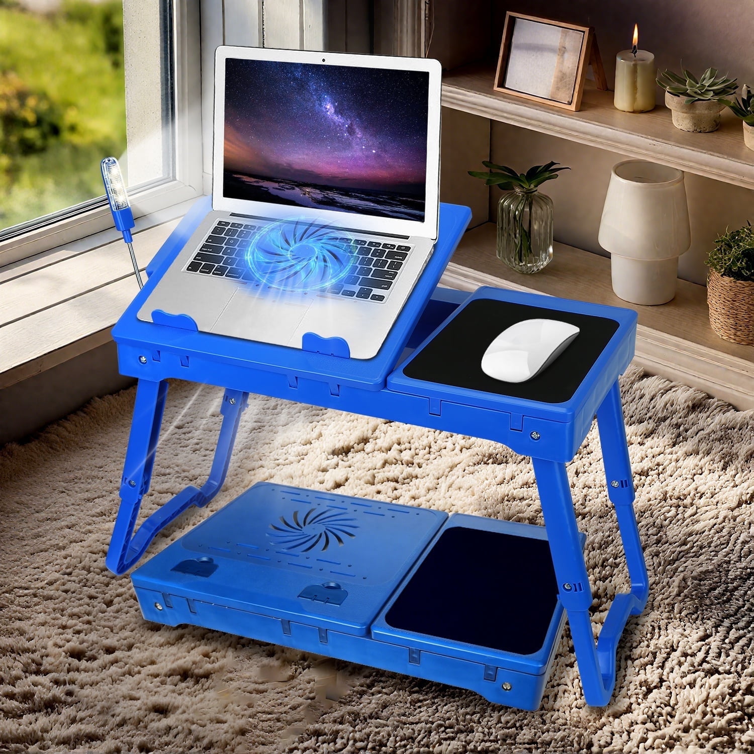 TeqHome Laptop Desk with Fan and Light Height & Angle Adjustable Laptop ...