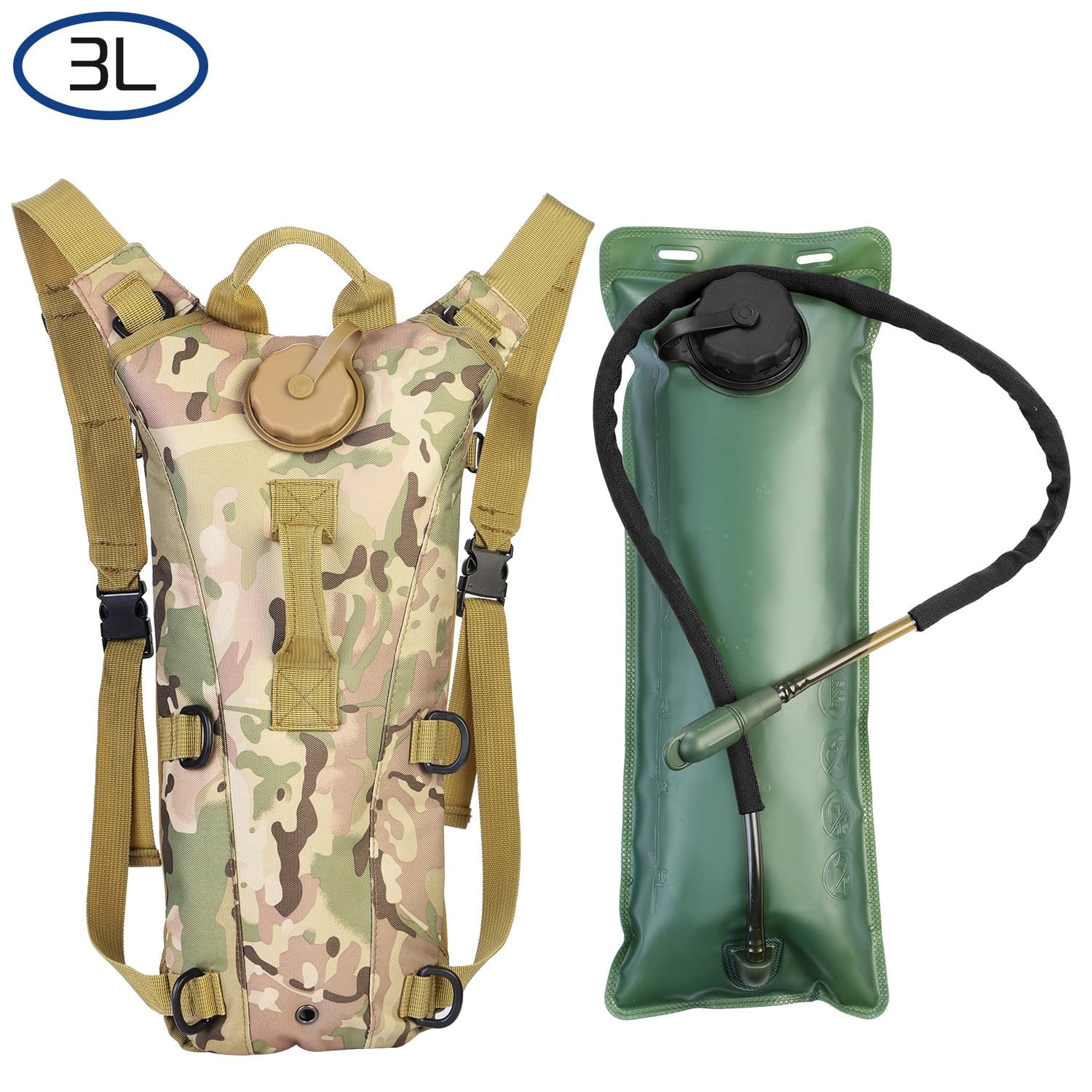 TeqHome Hydration Bladder 3 Liter Water Backpack for Hiking Camping ...