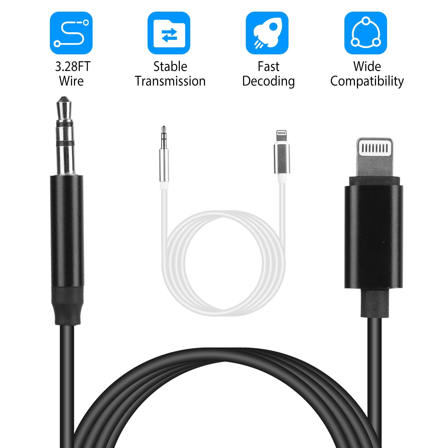 TeqHome IOS Aux Cord for Car( (iPhone Audio Link to Car Jack ...