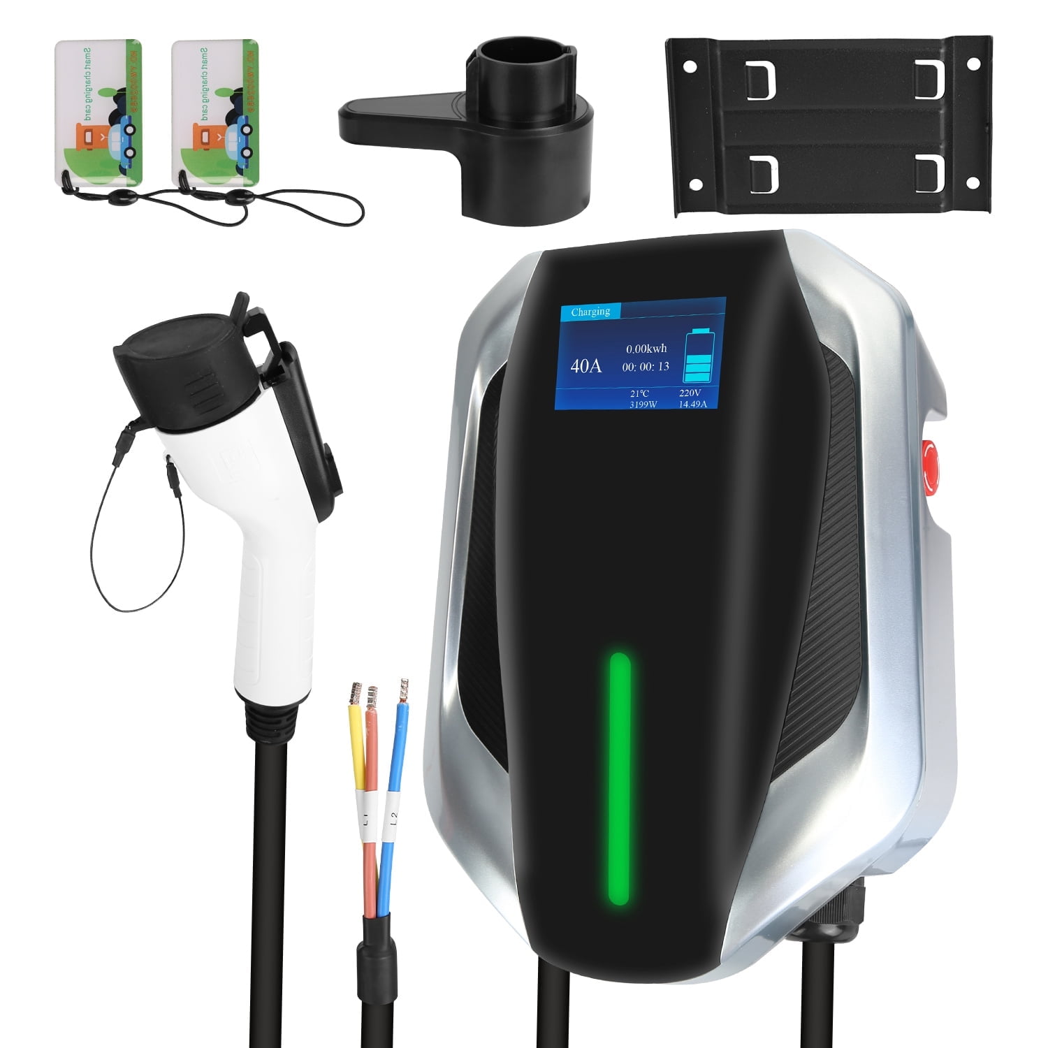 TeqHome Level 2 Electric Vehicle Charger for Home Garage EV Wall ...