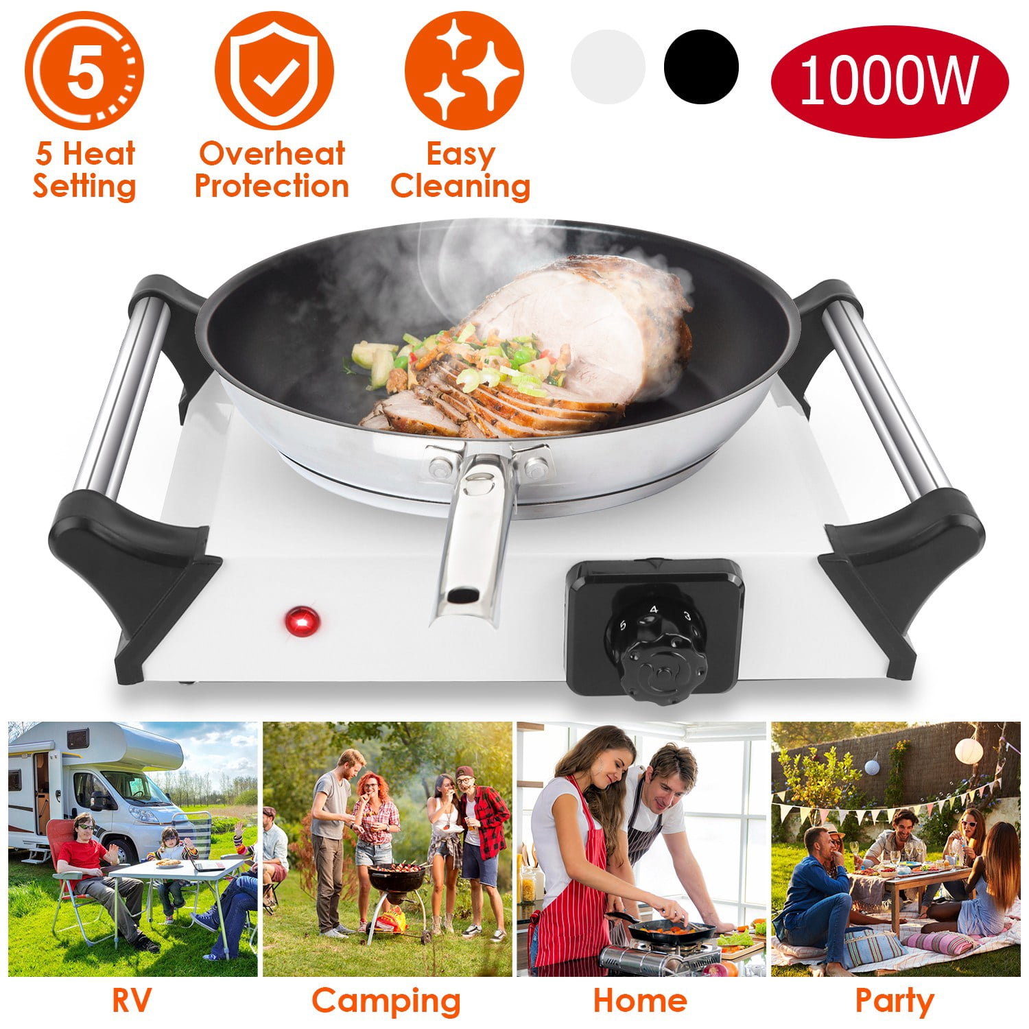 TeqHome Single Burner Hot Plate 1000W Electric Countertop Stove ...