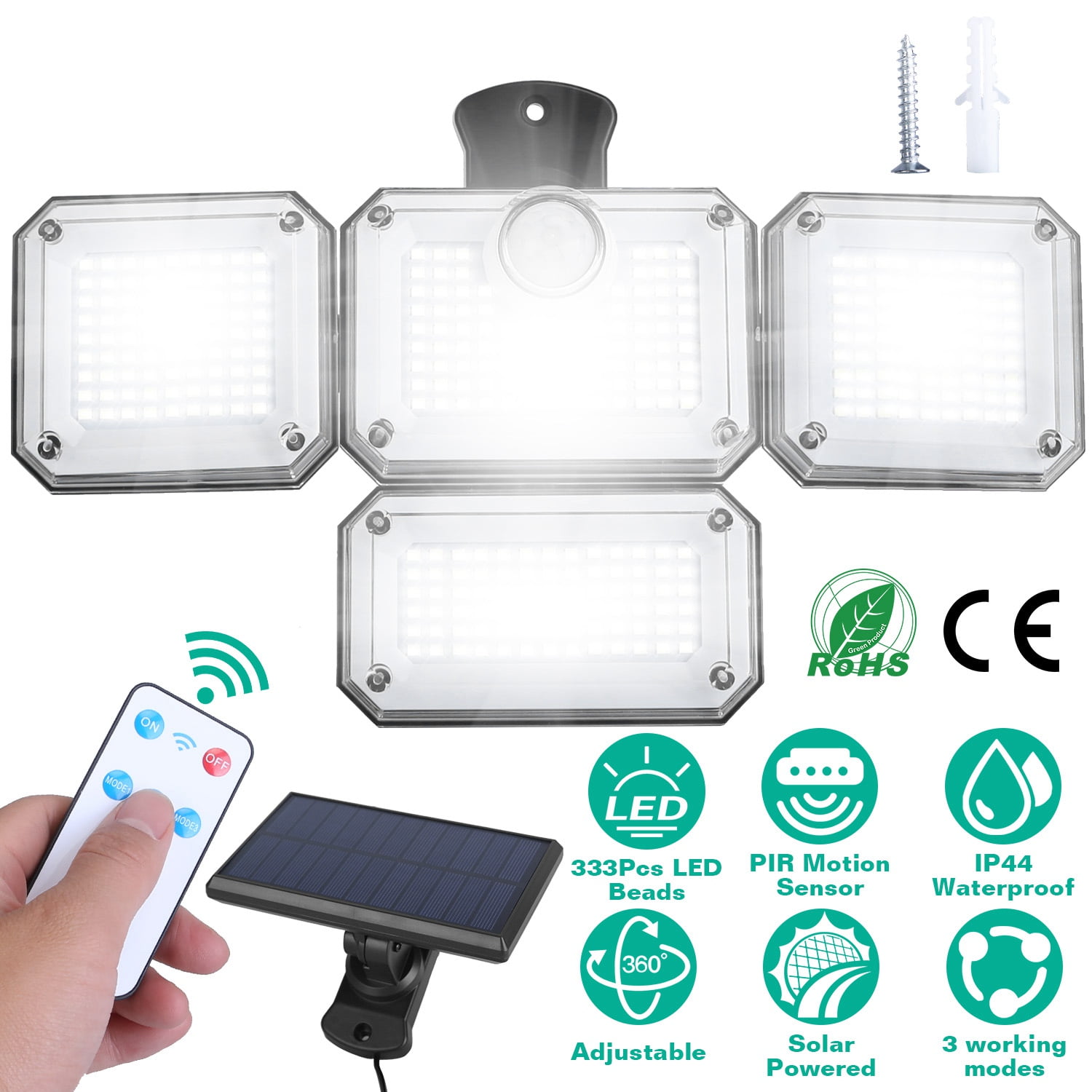 TeqHome Solar Lights Outdoor, Motion Sensor Lamps with Separate Solar ...