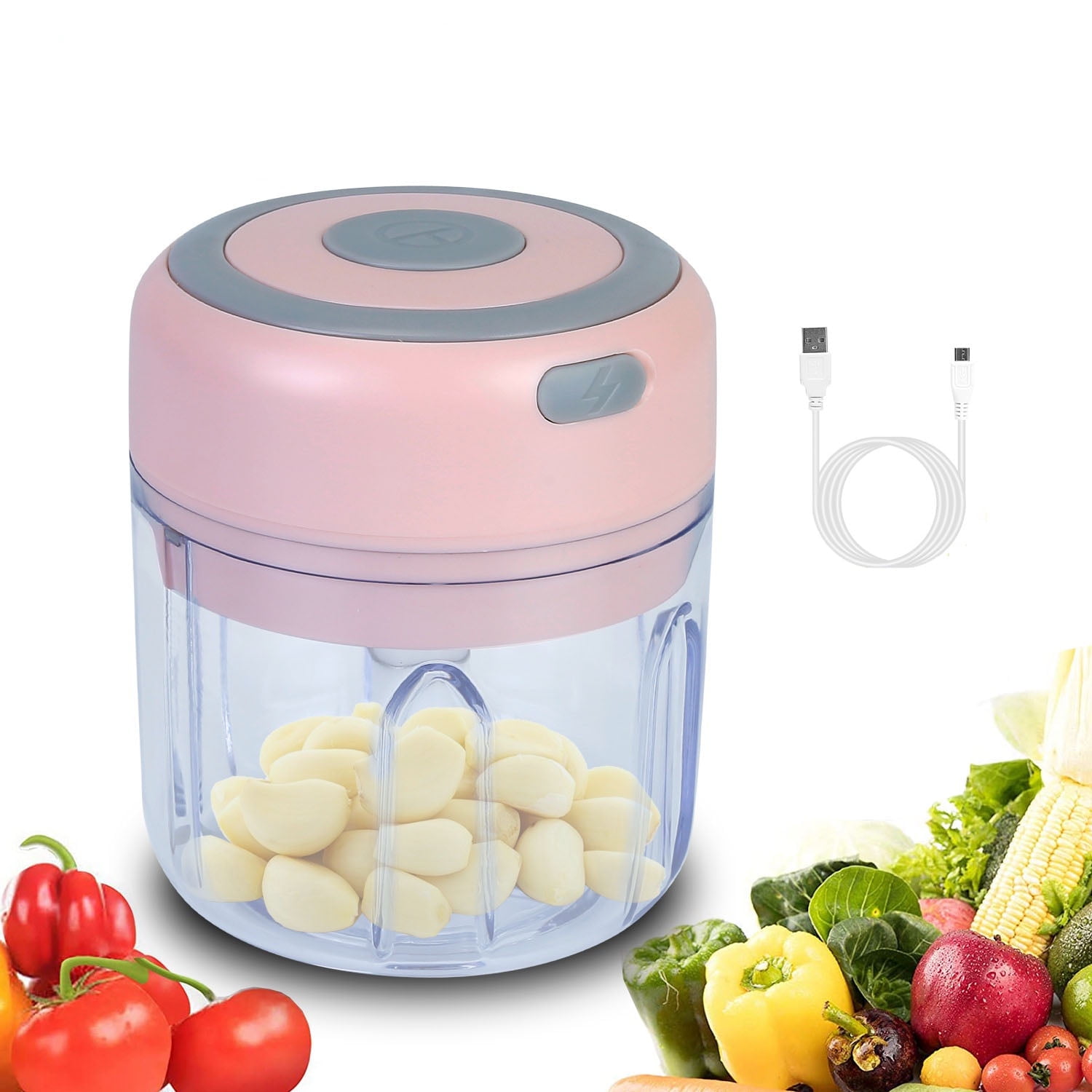 TeqHome Mini Electric Garlic Chopper Garlic Mincer for Chili Nut Onion ...
