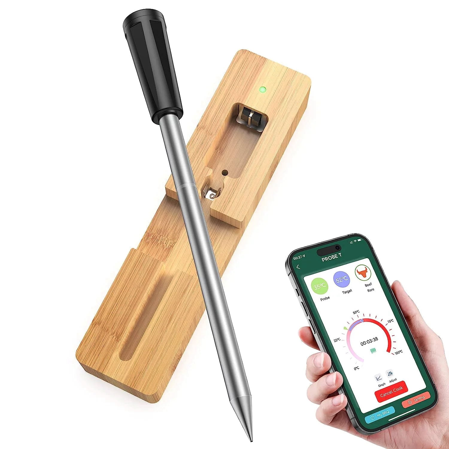 Teqhome 100FT Wireless Smart Meat Thermometer with APP Control IPX7 ...