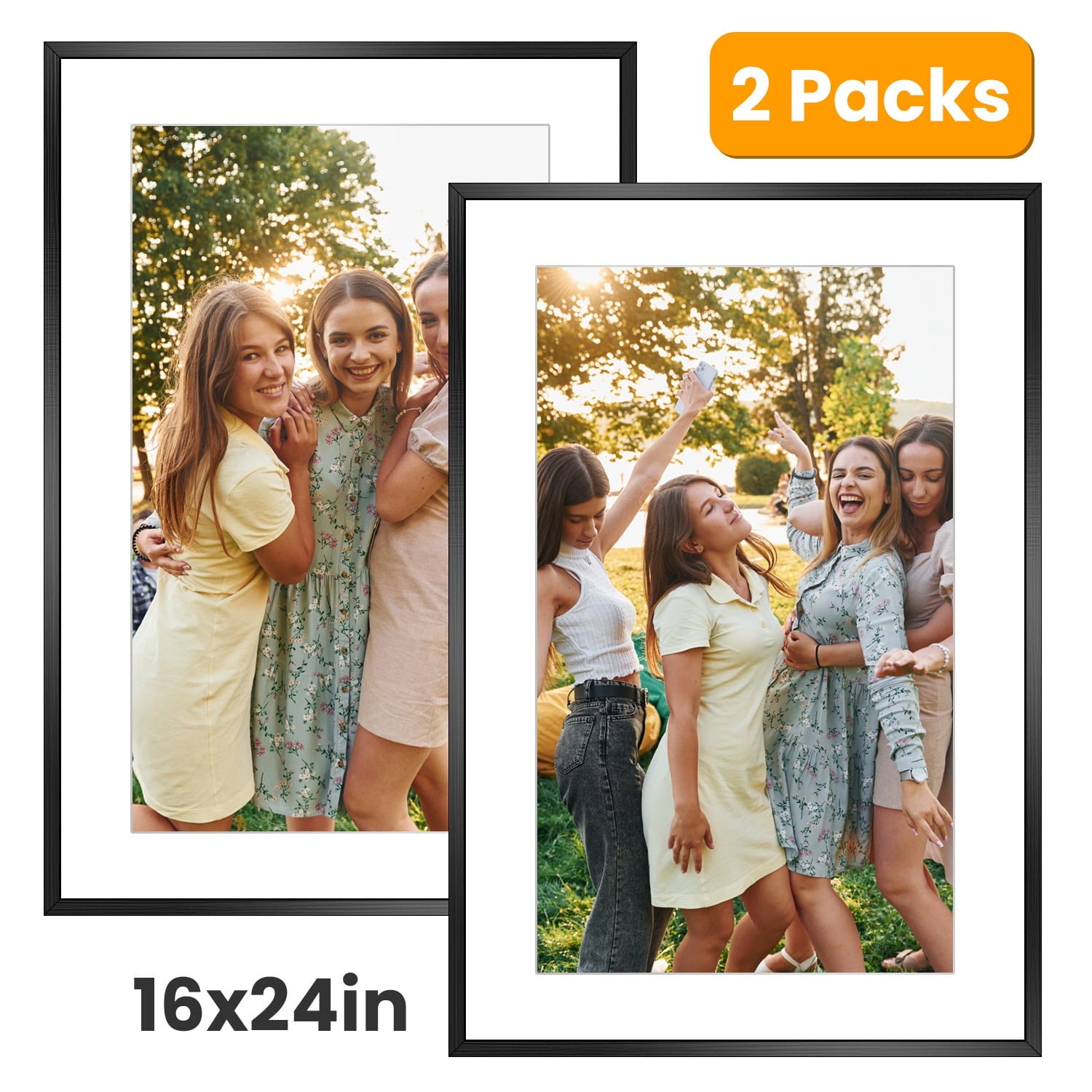 Teqhome 16x24in Poster Frame 2 Pack Picture Frames with Detachable Mat ...