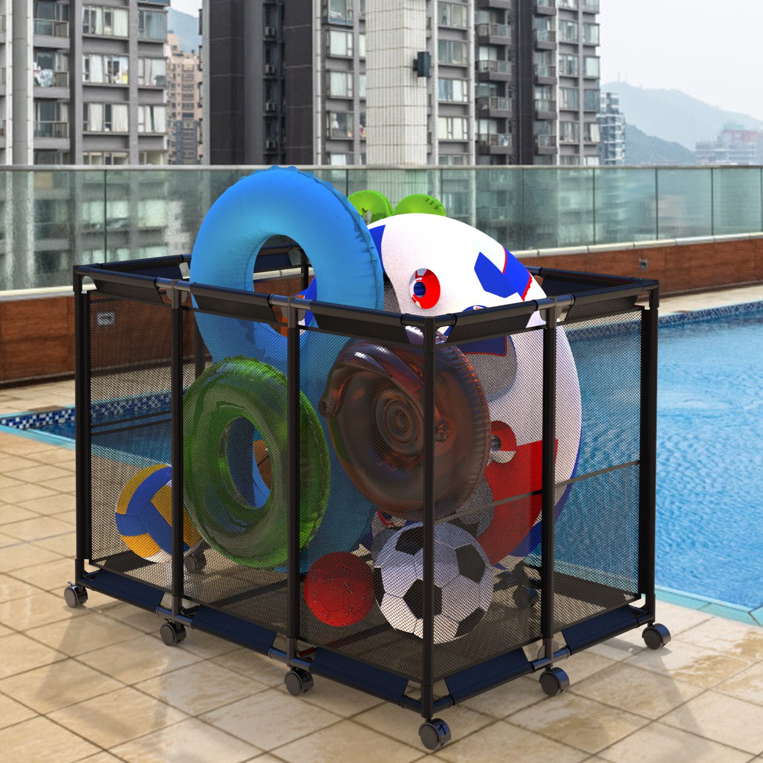 Teqhome 210 Gallon 48" L Large Swimming Pool Storage Bin Pool Noodles ...