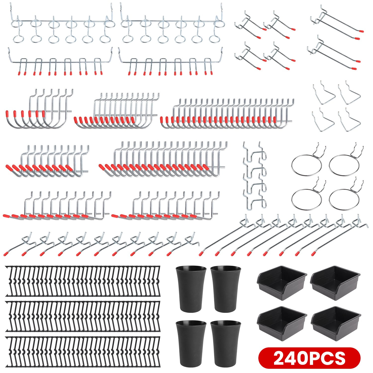 Teqhome 240PCS Pegboard Hooks Assortment Pegboard Accessories Organizer ...