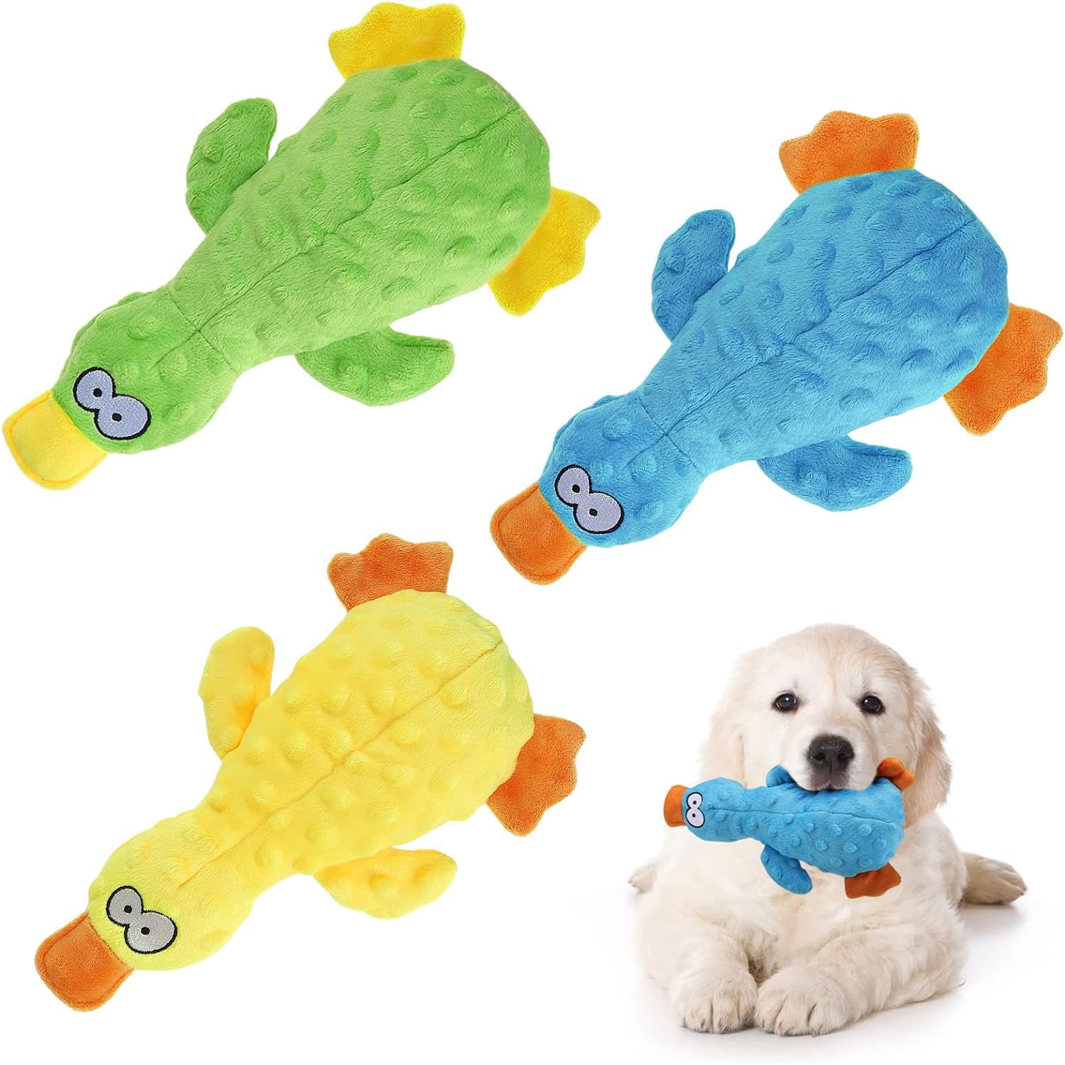 Teqhome 3Pcs Squeaky Plush Duck Dog Toy Stuffed Duck-Shaped Pet Toys ...