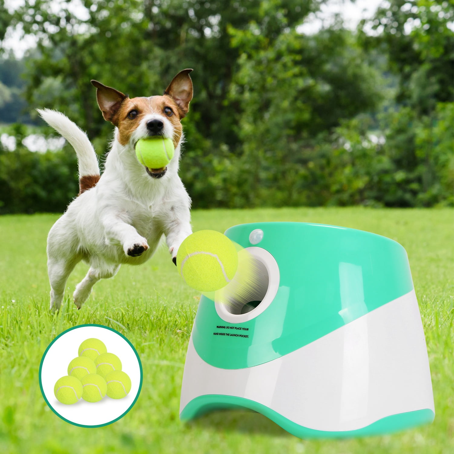 Teqhome Automatic Ball Launcher for Dogs Interactive Puppy Pet Ball ...