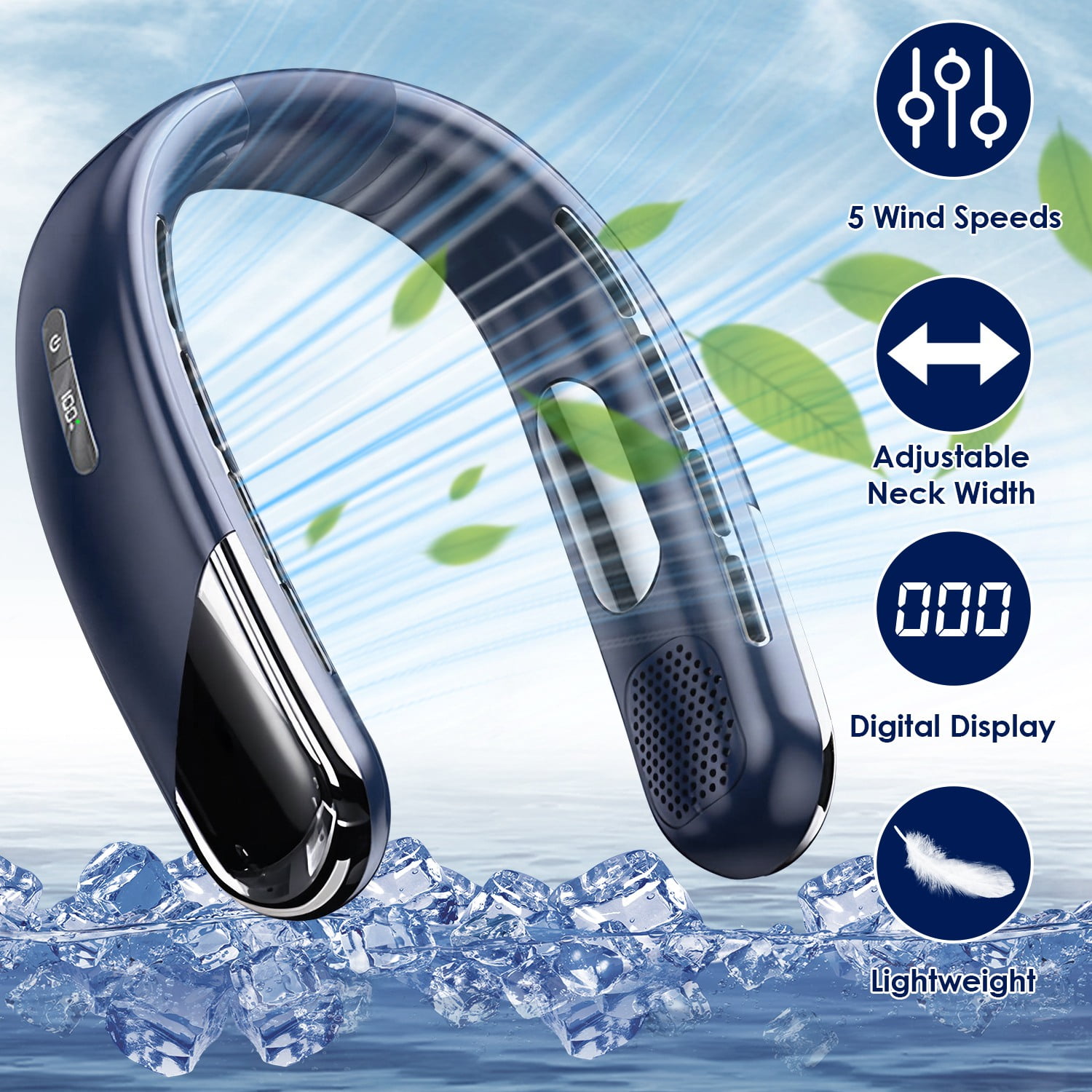 Teqhome Portable Neck Hanging Fan for Travel Type-C Charging 3000mAh ...