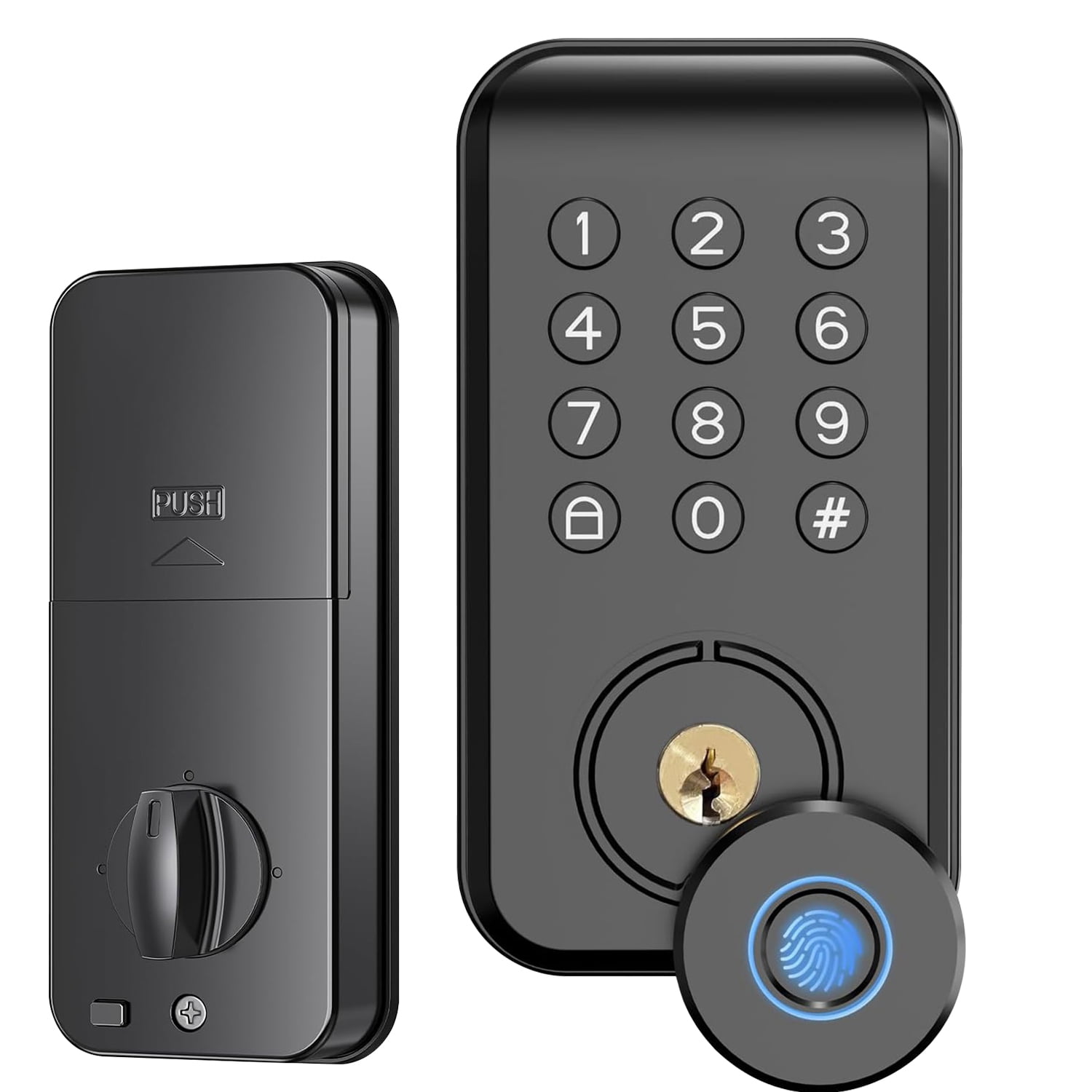 Teqhome Smart Lock Keyless Entry Door Black WiFi Smart Door Lock with ...