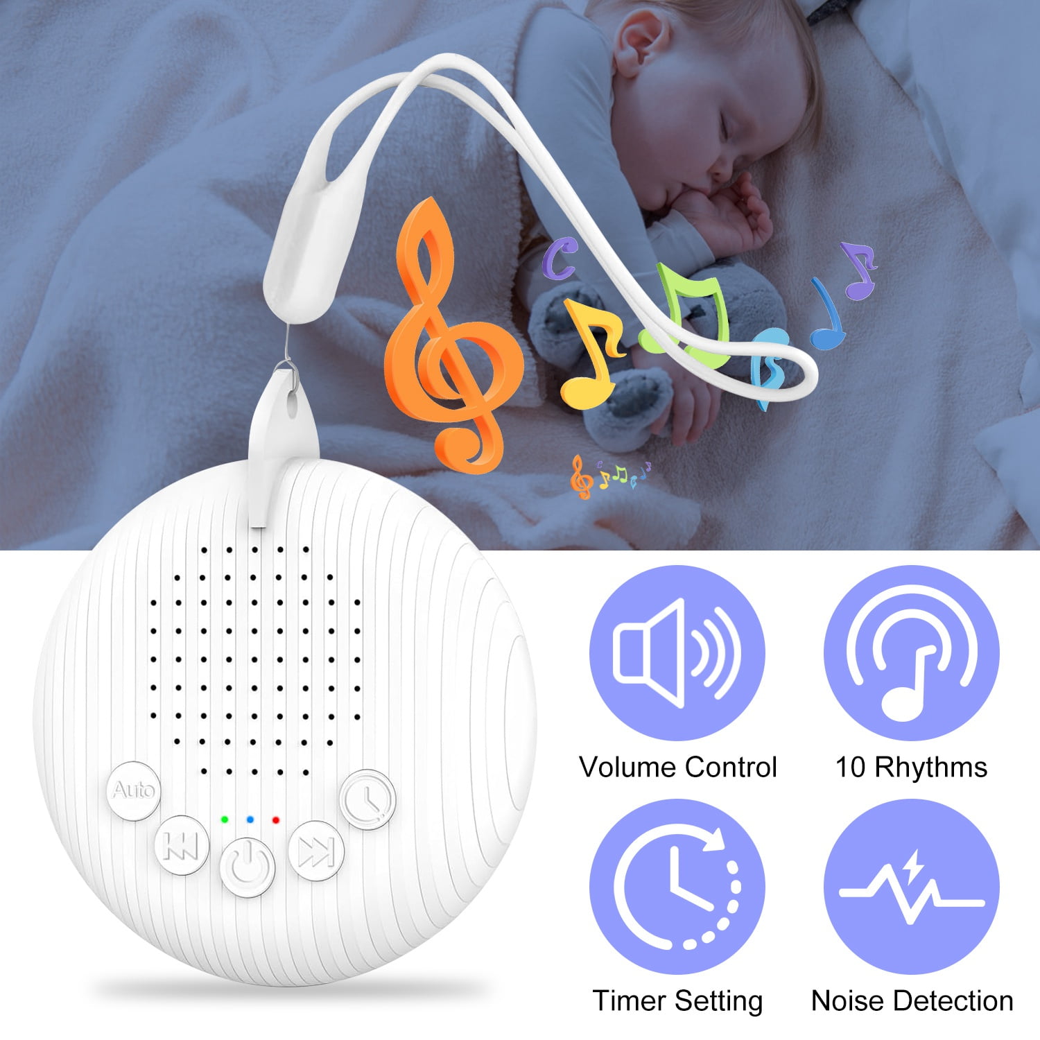 Teqhome White Noise Machine Portable Sound Machine for Baby Adult with ...
