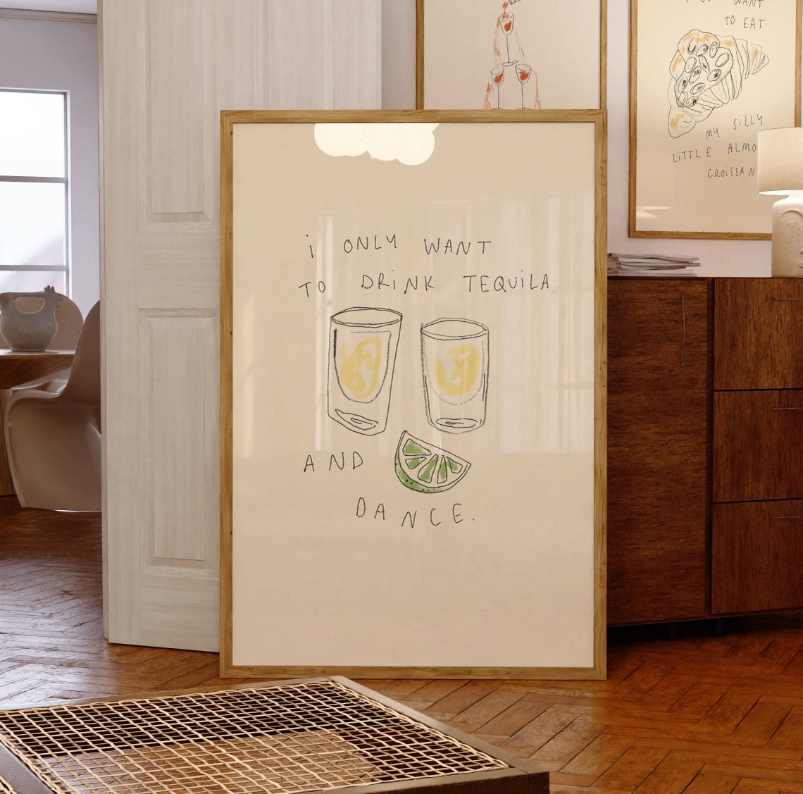 Tequila And Dance Wall Print Cocktail Drink Wall Poster Trendy Aesthetic Home Art Spicy ...