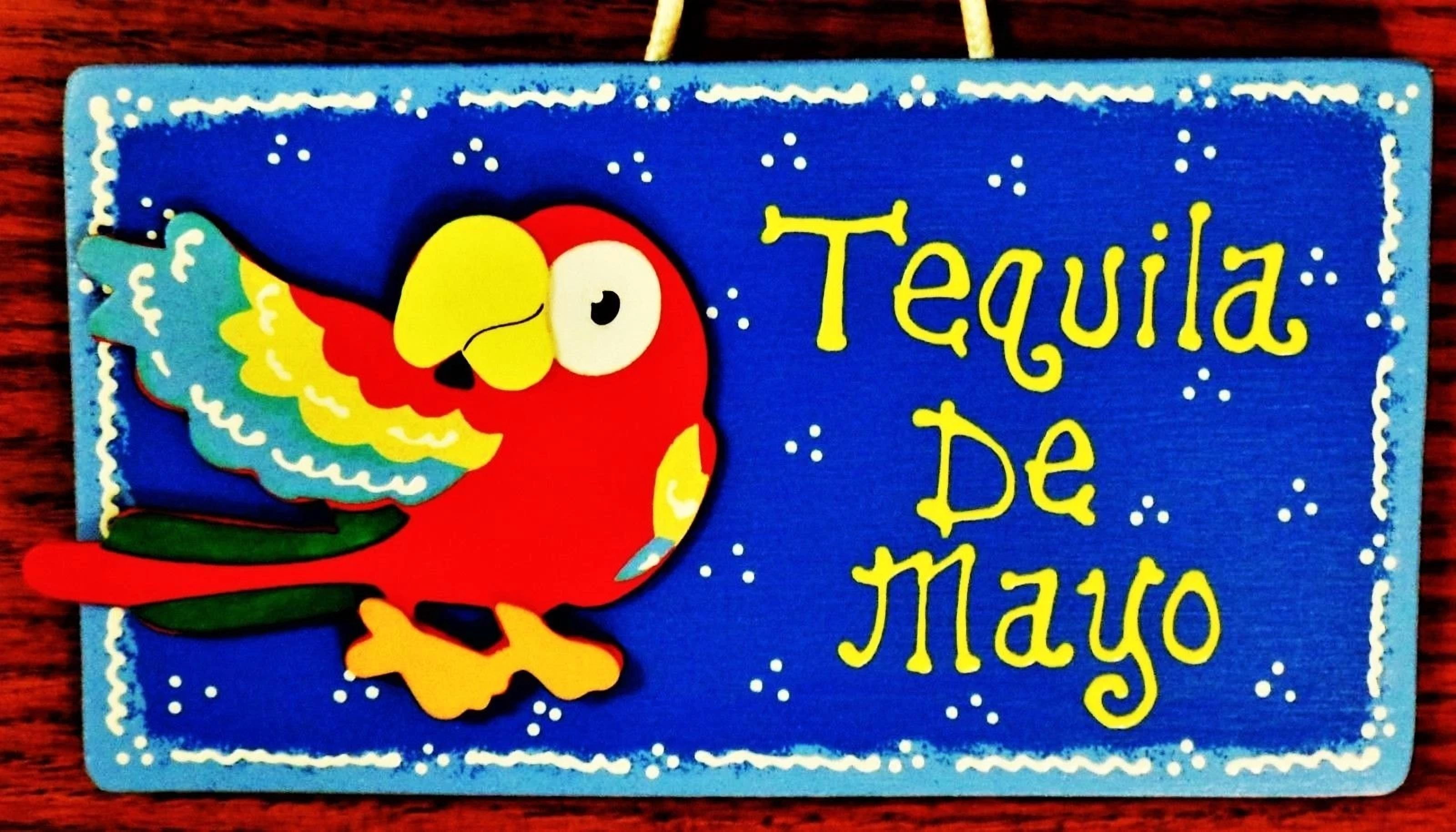 Tequila De Mayo Sign Parrot Hot Tub Deck Patio Pool Tiki Bar Decor ...