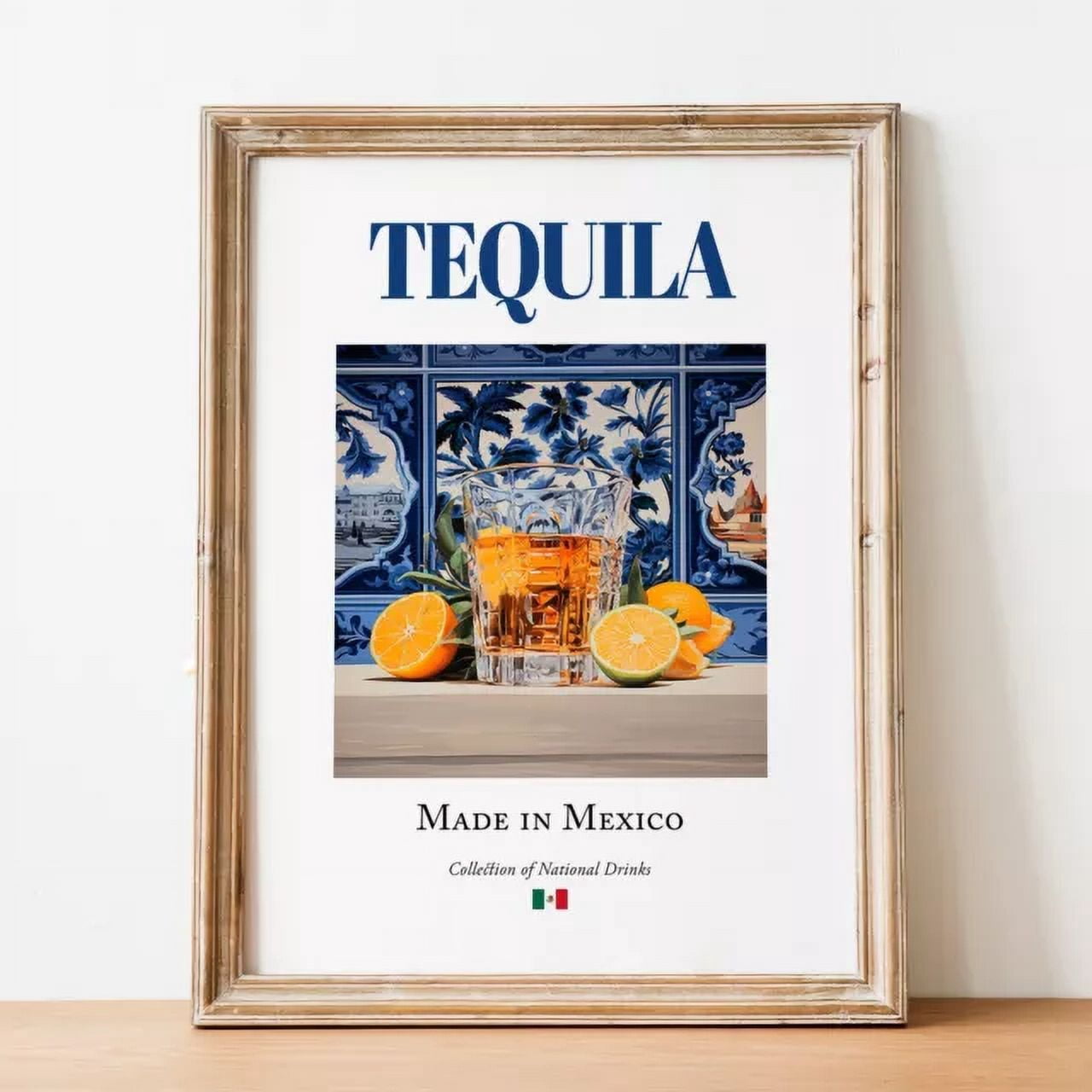 Tequila Maiolica Tile Print, Mexico Cocktail Wall Art, Kitchen & Bar ...