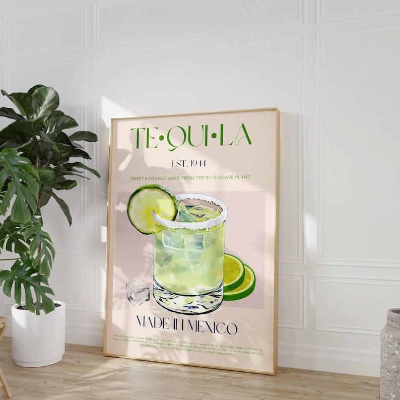 Tequila Poster Printable Cocktail Wall Art Alcohol Print Bar Cart ...