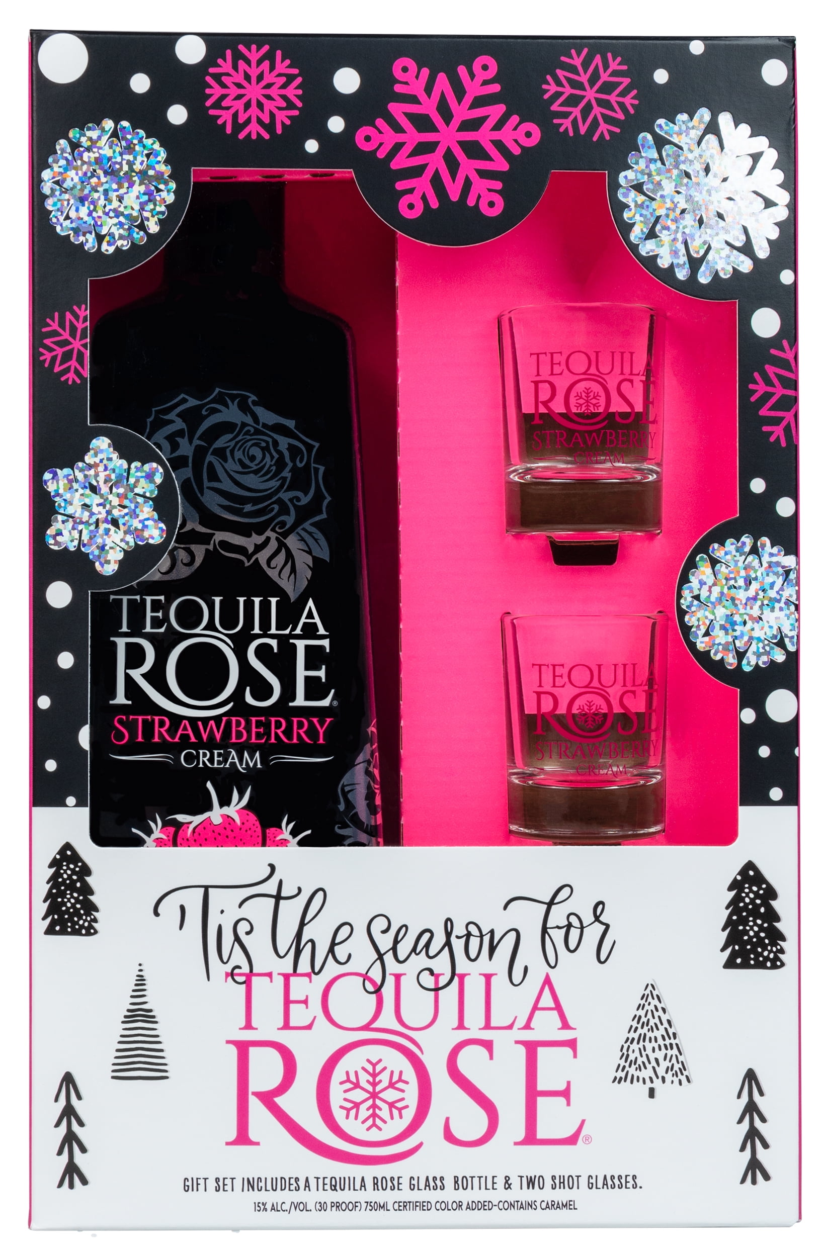 Tequila Rose Strawberry Cream Liqueur Gift Pack, 750 ml Bottle, 15% ABV ...