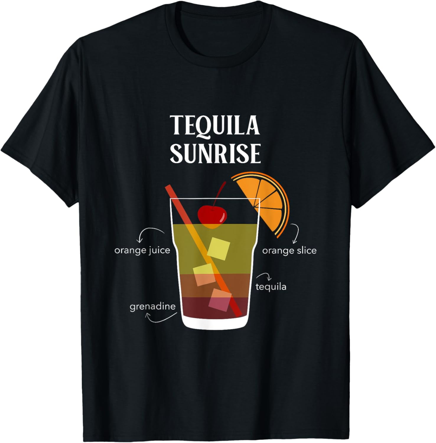 Tequila Sunrise Cocktail Team Tequila T-Shirt - Walmart.com