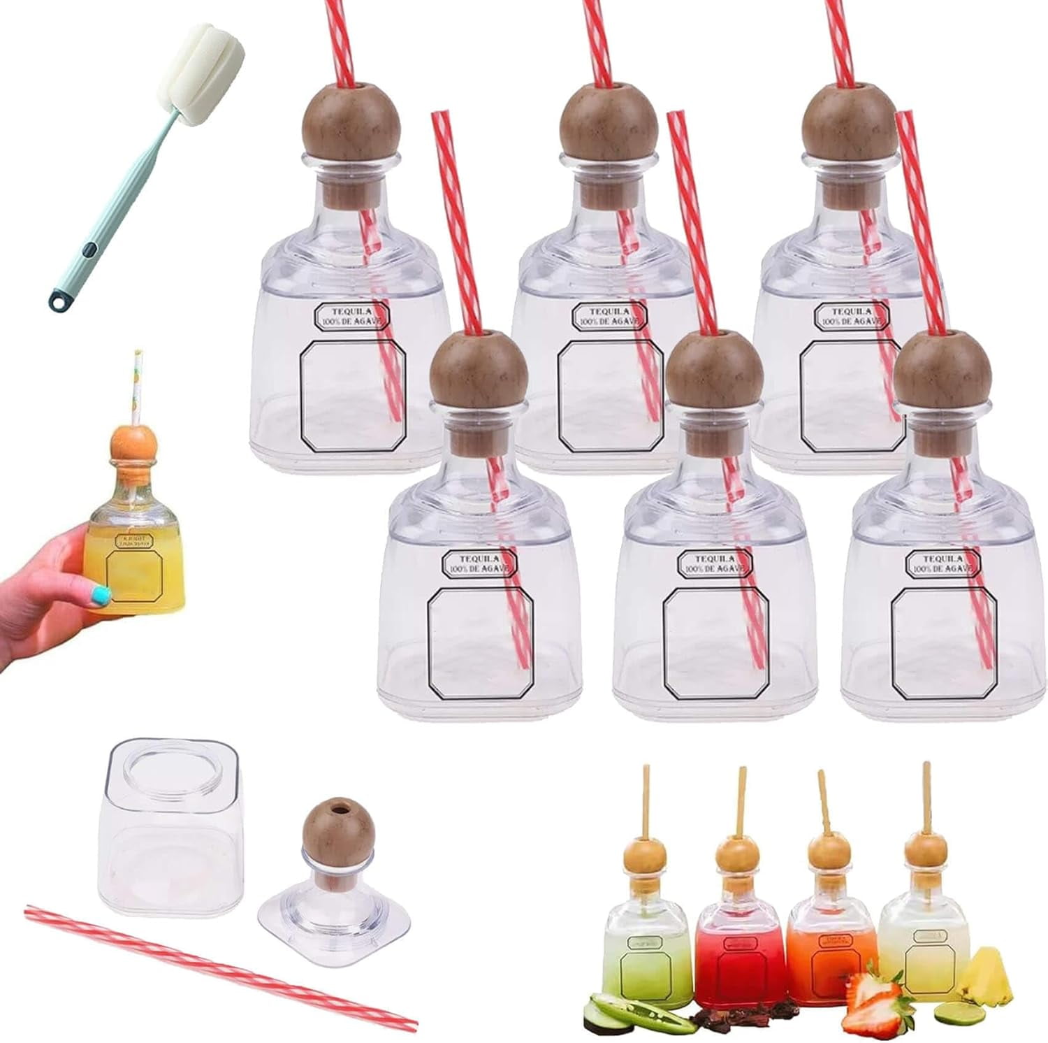 Tequila Twist Top Bottle - 375ml Patron Reusable Bottles with Straw ...