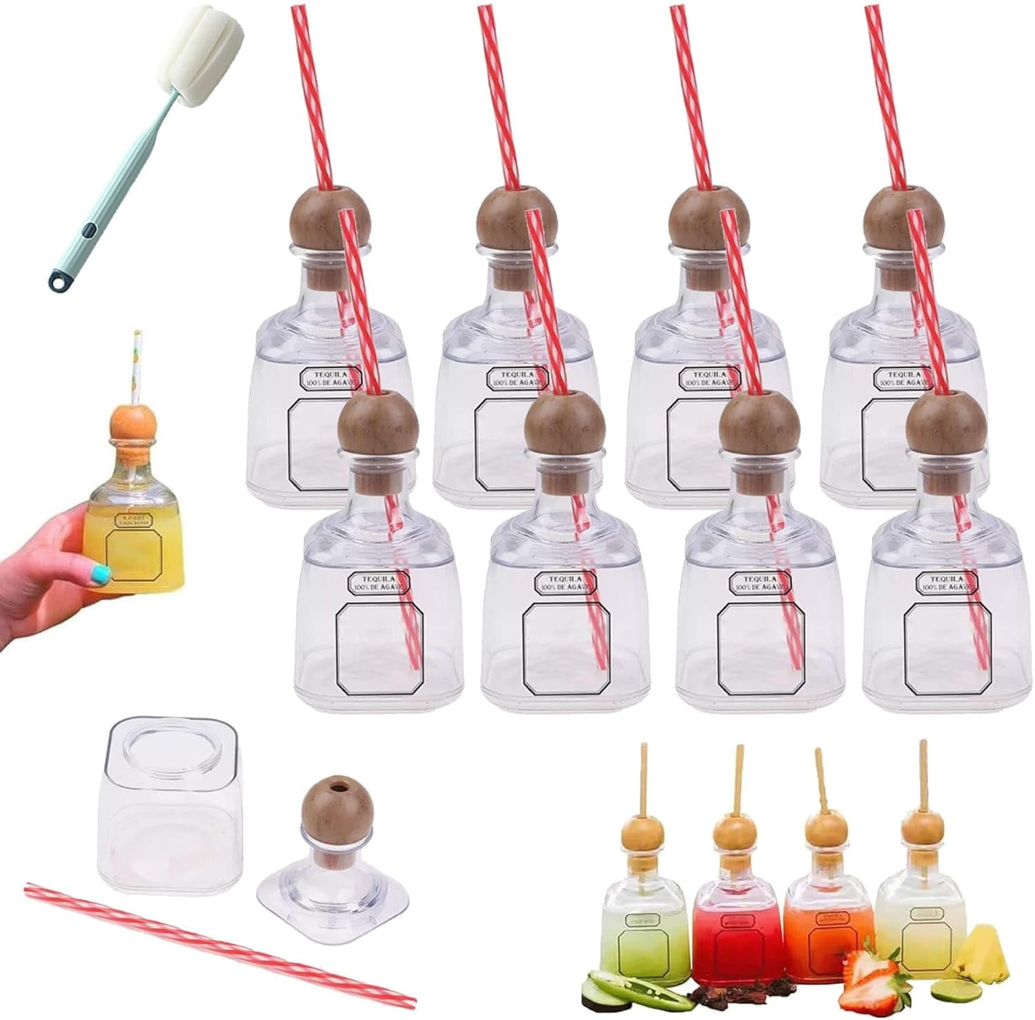 Tequila Twist Top Bottle - 375ml Patron Reusable Bottles with Straw ...