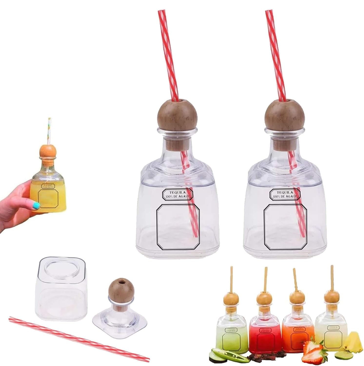 Tequila Twist Top Bottle - 375ml Patron Reusable Bottles with Straw ...