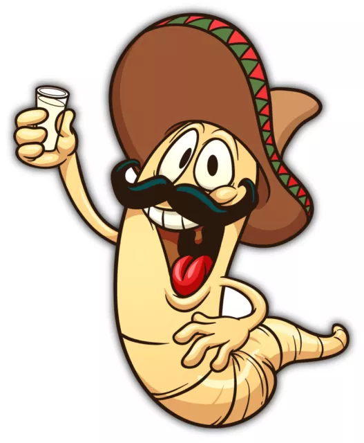Tequila Worm Cartoon Drink Car Sticker Phone Decal Water Bottle ...