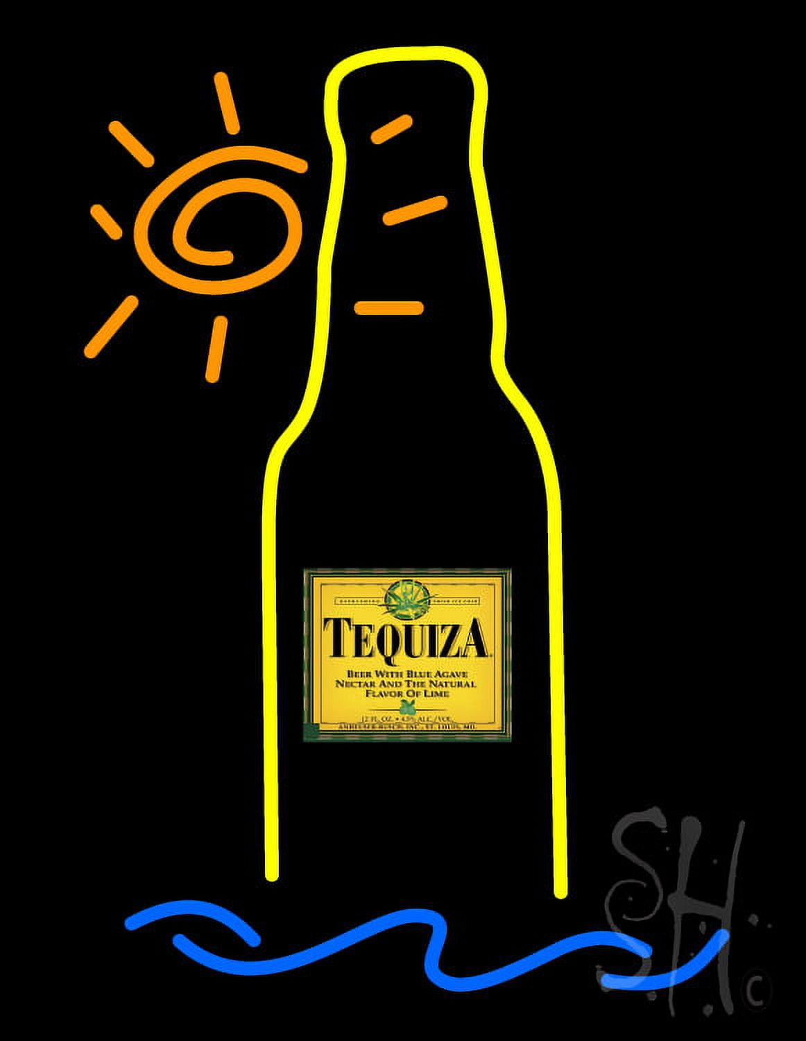 Tequiza Tropical Sun Bottle LED Neon Sign 24 x 31 - inches, Black ...