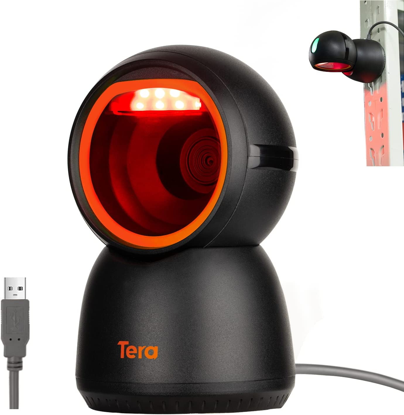 Tera 2D QR Omnidirectional Desktop Barcode Scanner (Attachable & Stable ...