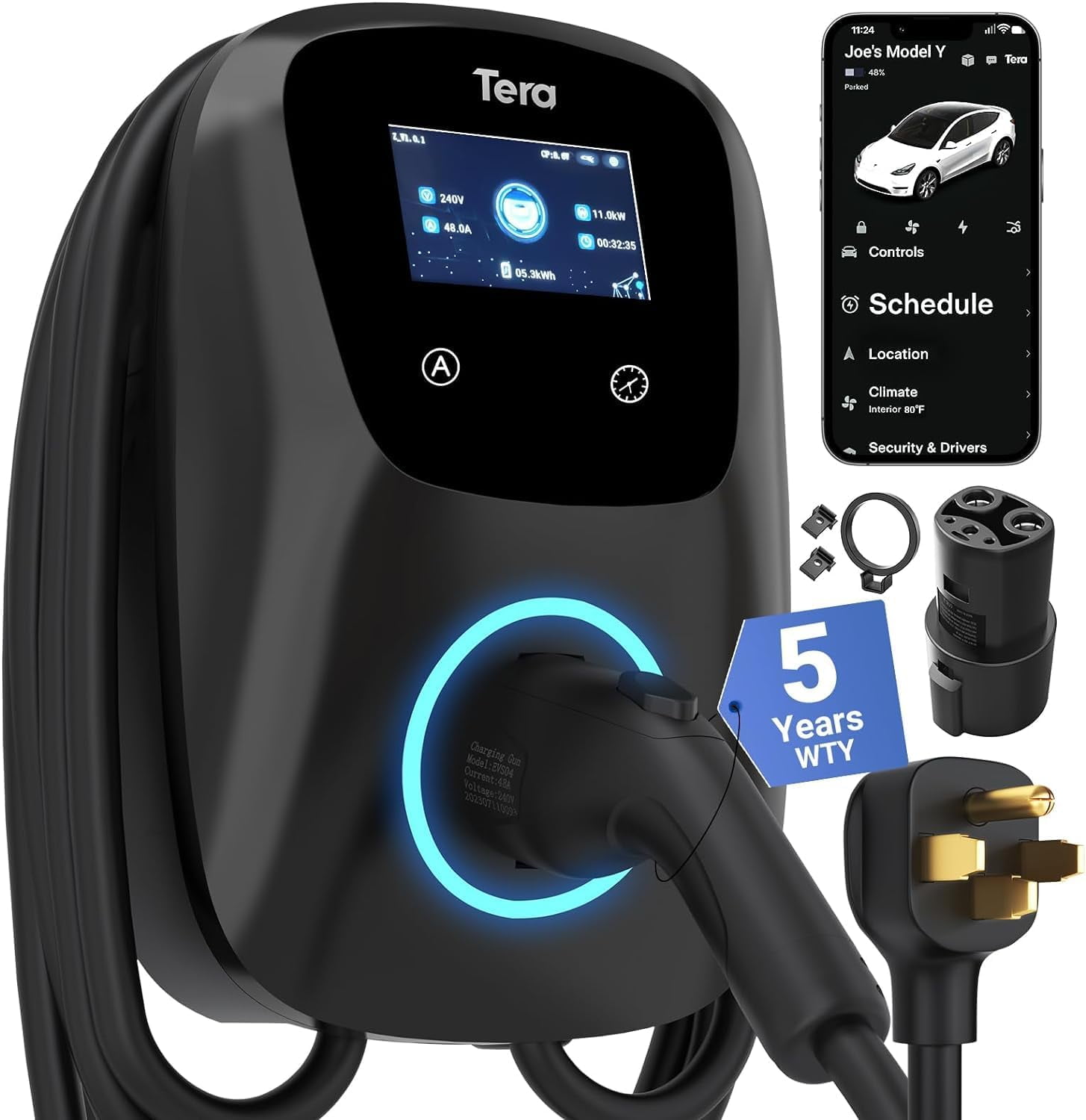 Tera Electric Vehicle Charger for Tesla: J1772 EVs ETL Certified Level ...