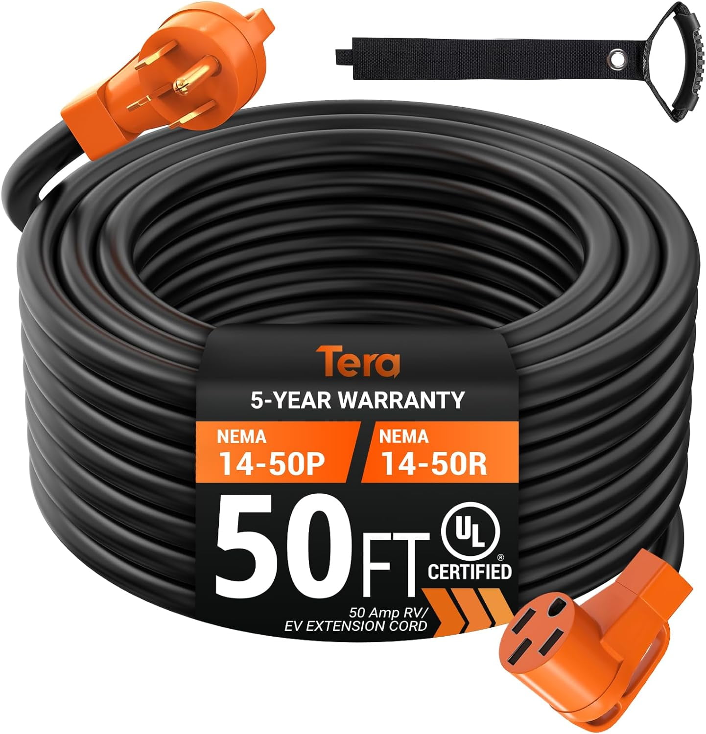 Tera Extension Cord 50 Amp RV & EV 50 FT: NEMA 14-50P to 14-50R UL ...
