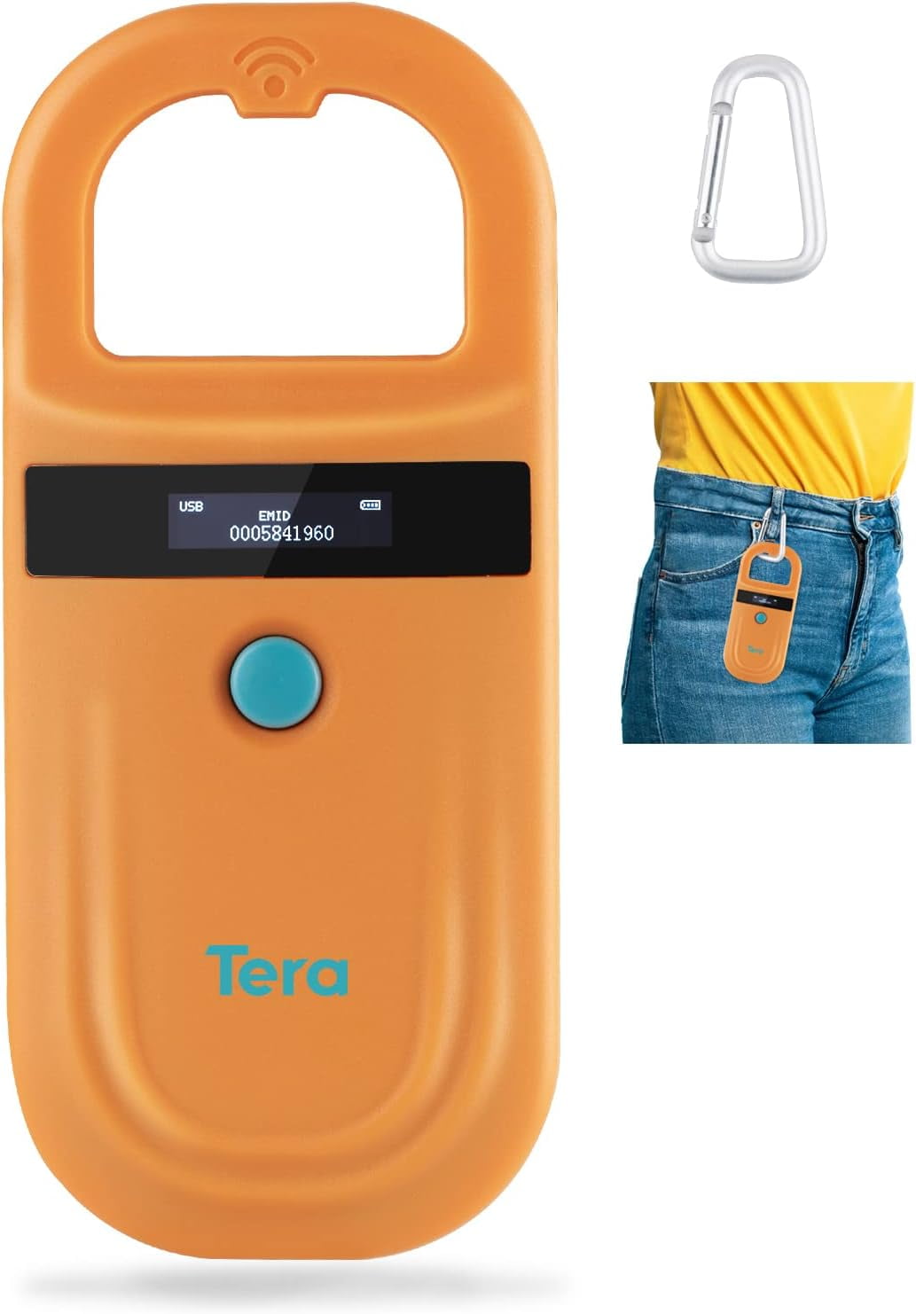 Tera Pet Microchip Reader Scanner with D-Ring RFID Portable Animal Chip ...