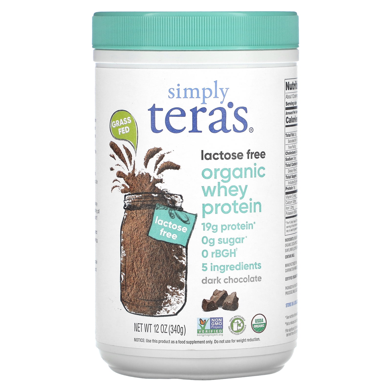 Tera\'s Whey Protein Powder, Grass-Fed, Lactose Free, Chocolate ...
