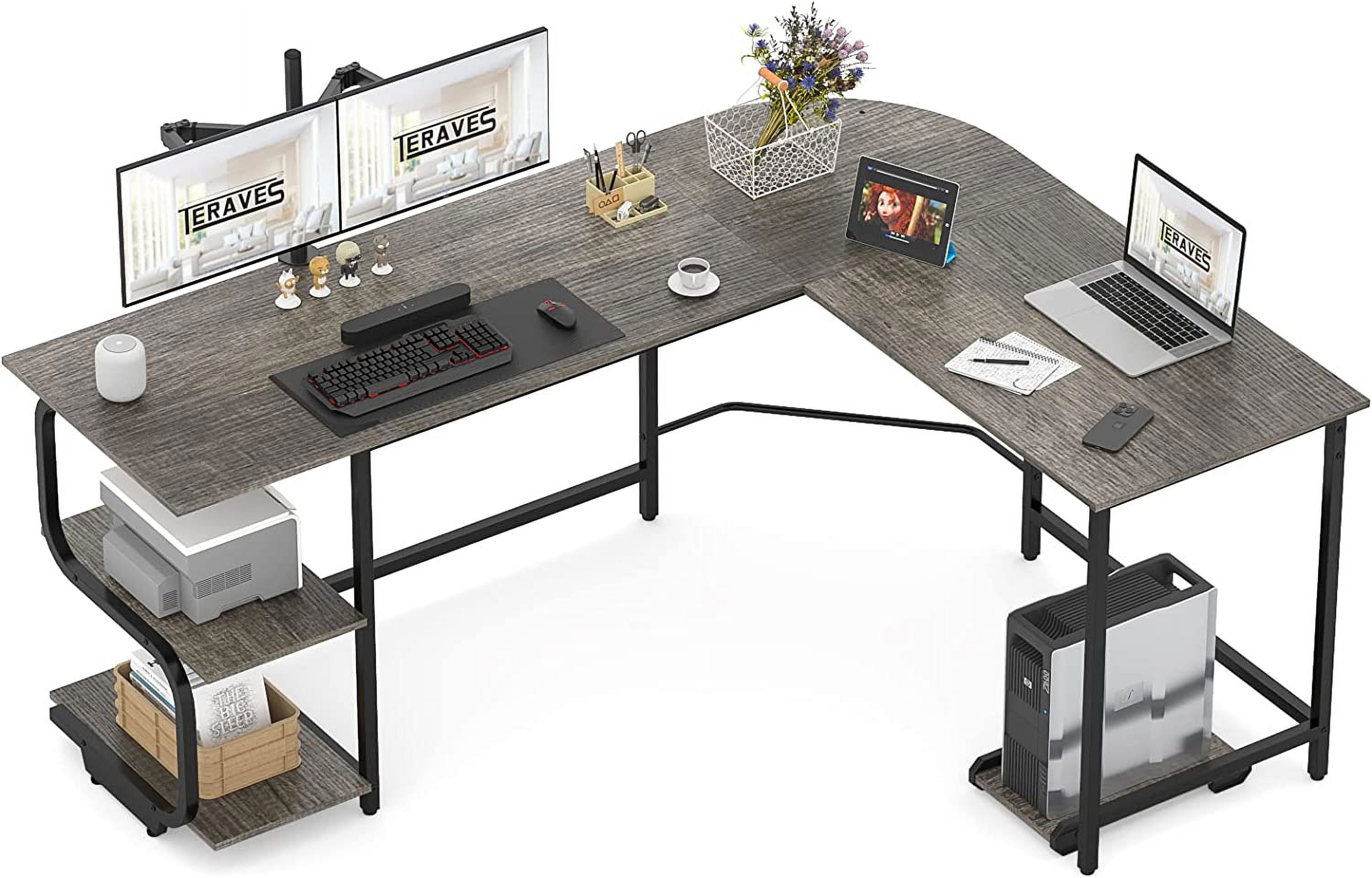 Teraves Reversible L Shaped Desk with Large Surface, 69 Inch Sturdy ...
