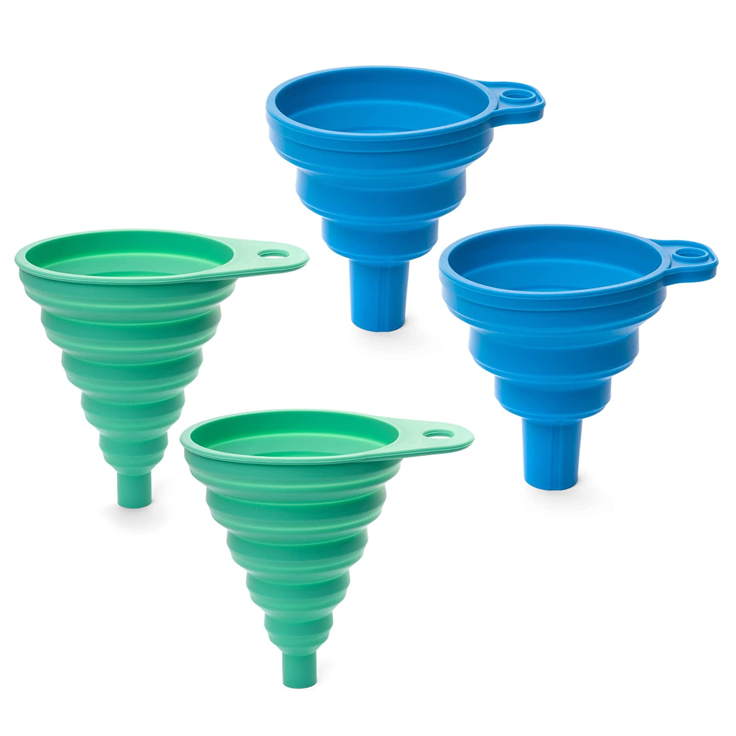 Terbold Silicone Collapsible Funnel Set of 4 | Food Grade, Blue ...