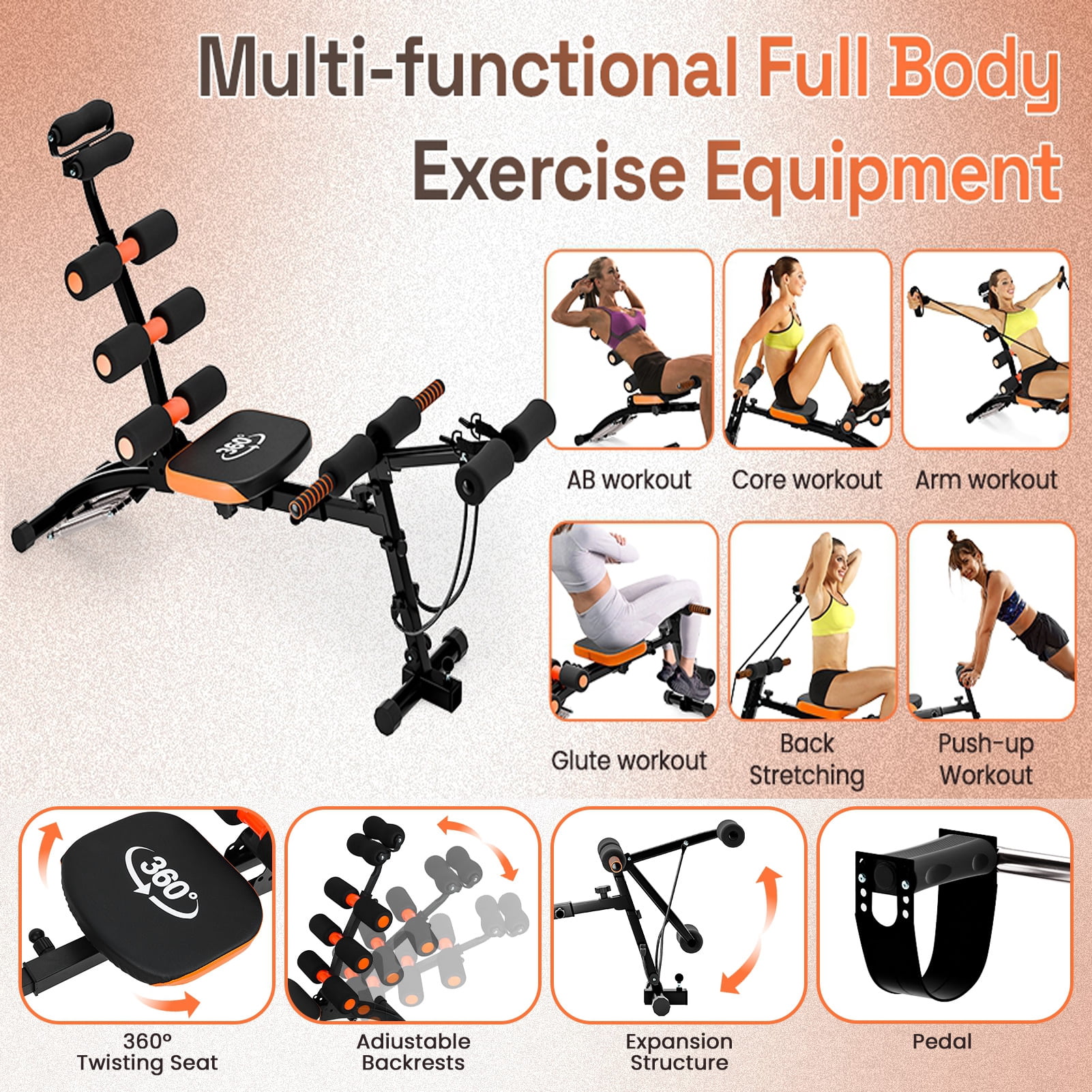 Tereitr Multifunctional Ab Workout Bench for Home, Adjustable Ab ...