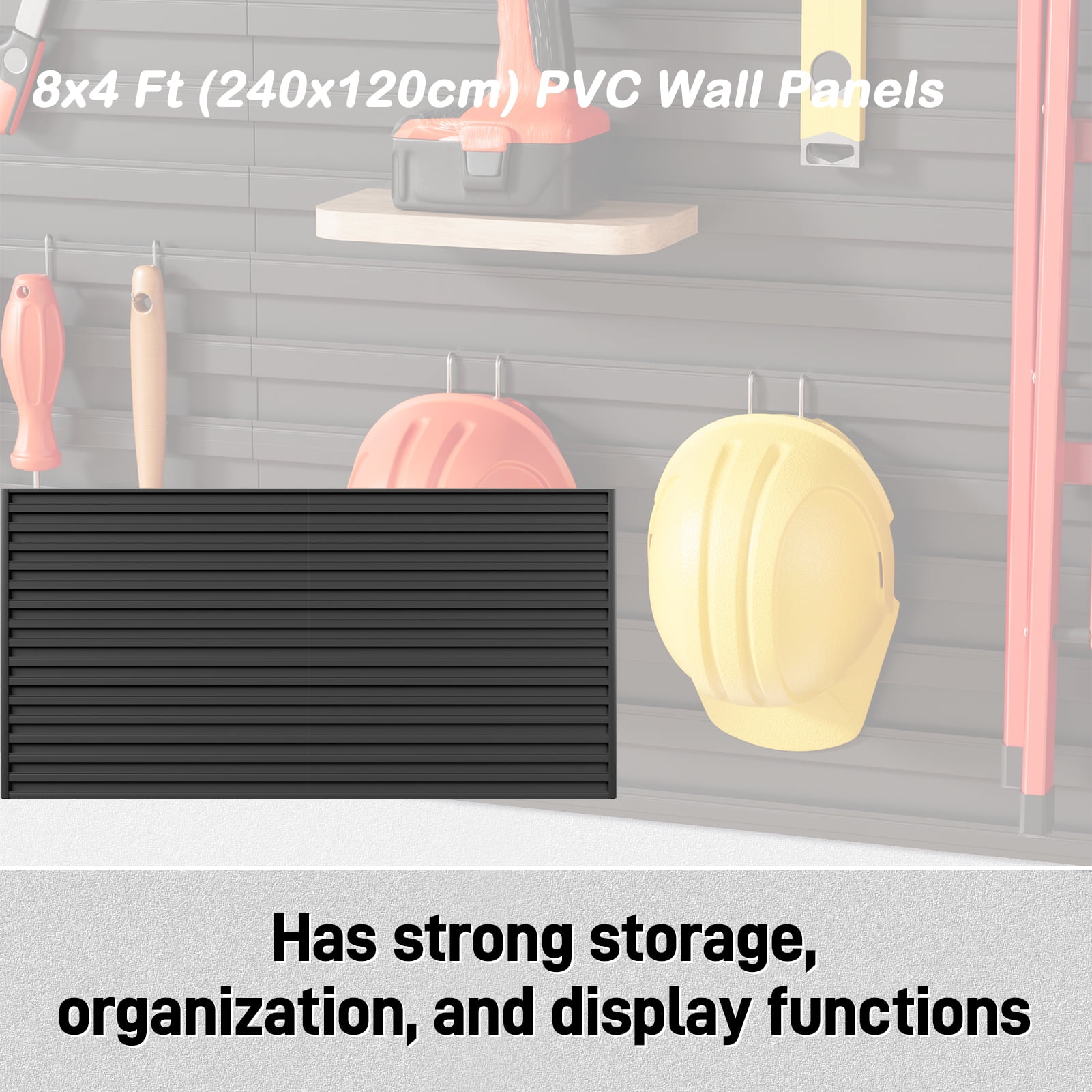 Tereitr Slatwall Panel 4'x8' Garage Tool Organizer Wall Mount PVC Wall ...