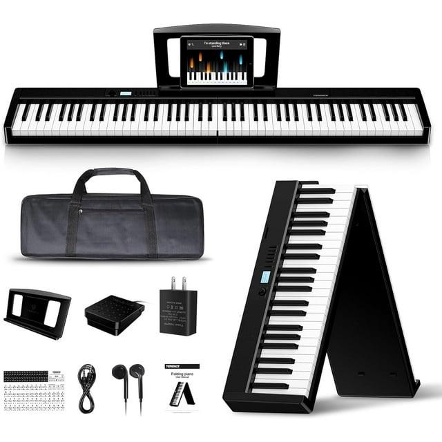 Free Shipping! TERENCE Piano Keyboard, 88 Key Full Size Weighted Folding Piano Keyboard, Digital ...