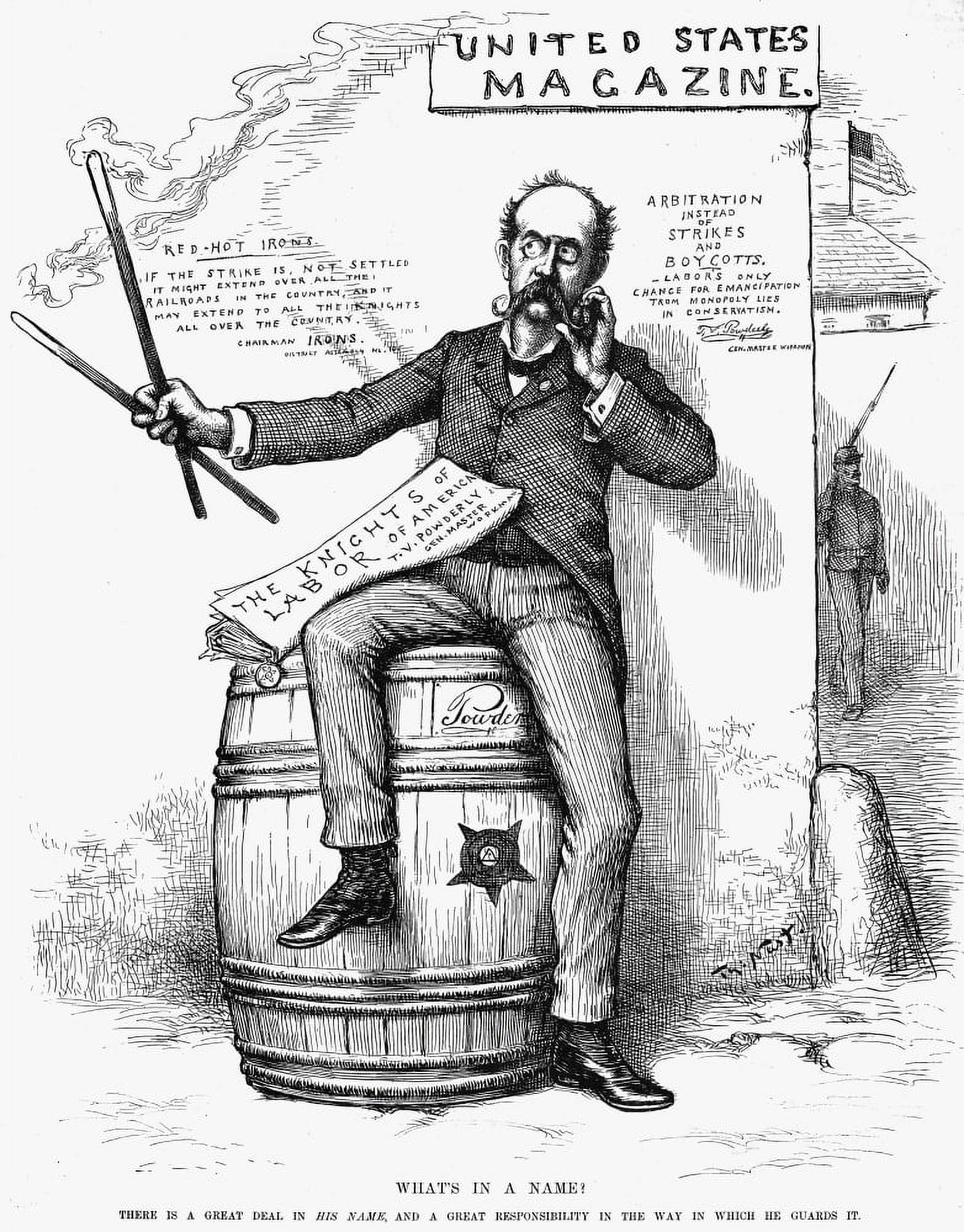 Terence Vincent Powderly N(1849-1924). American Labor Leader. 'What'S In A Name' Cartoon 1886 By ...