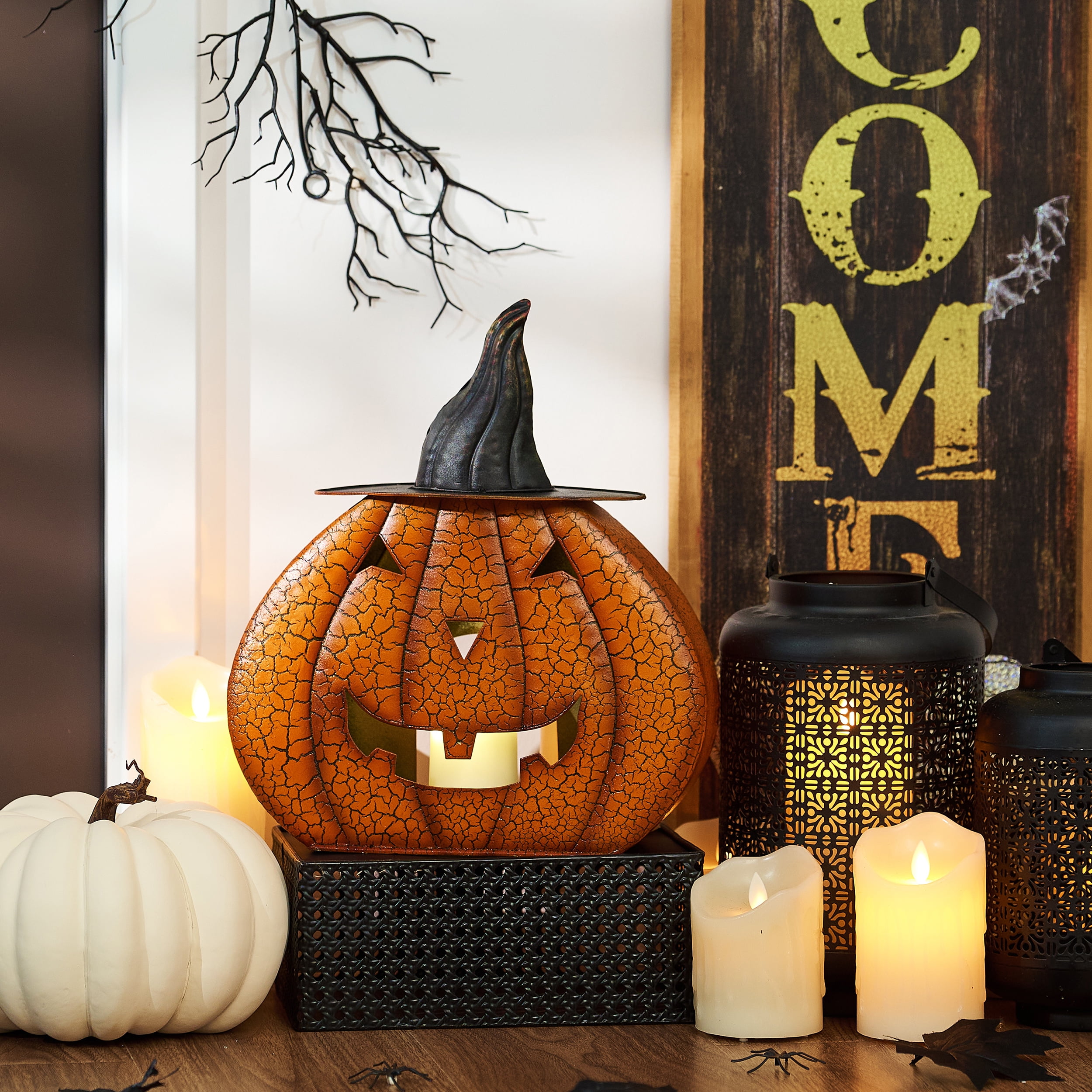 Teresa's Collections 12.99 inches Halloween Light Up Pumpkin Lantern ...