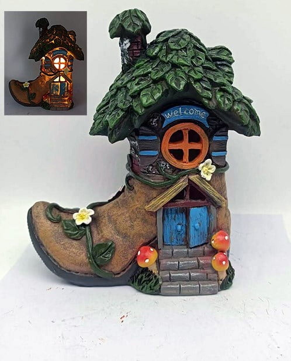 Teresa's Collections 6.89" Boot House Garden Decoration, Flocked ...
