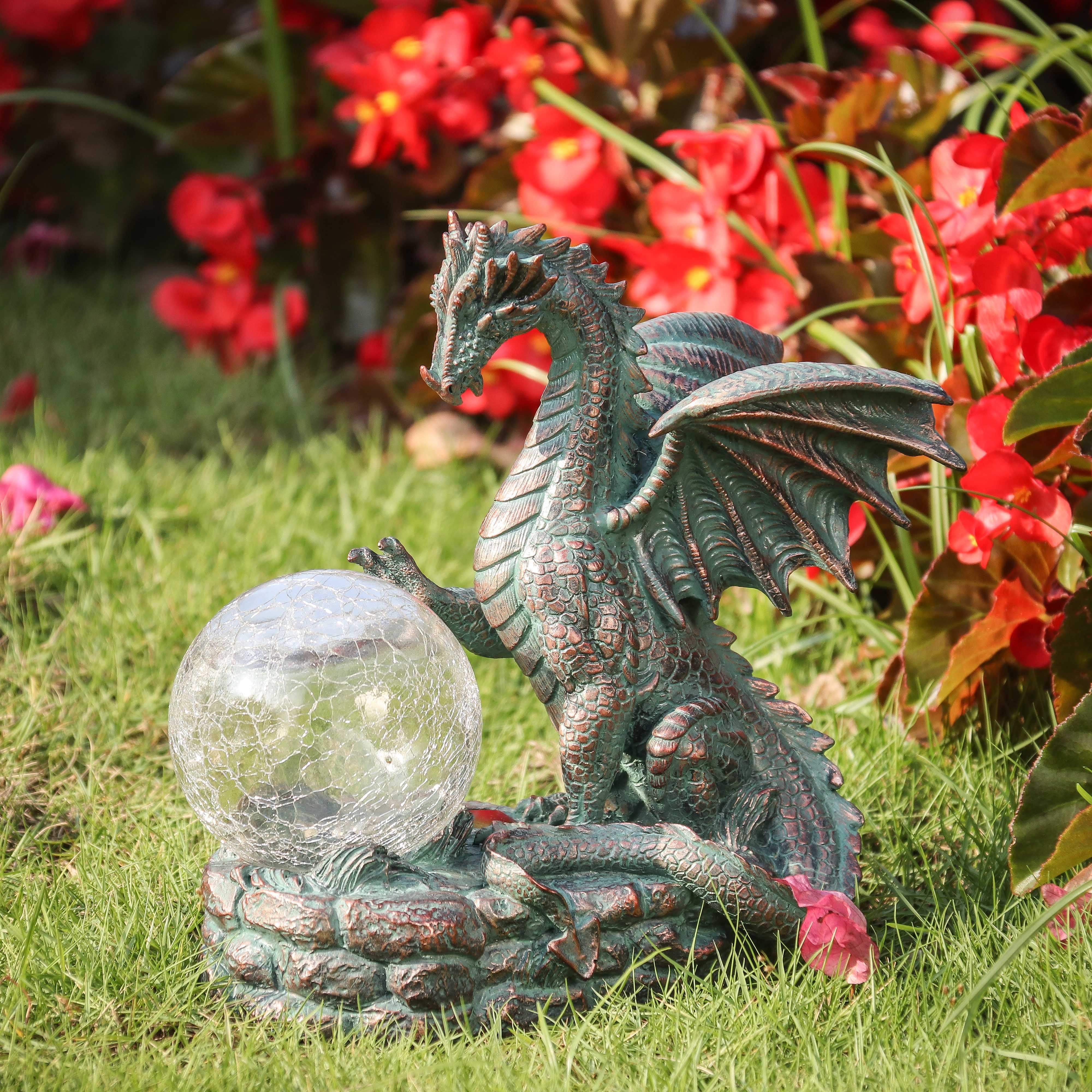 "Teresa's Collections Large 8.9"" Dragon Statue, Solar Lighted Gothic ...