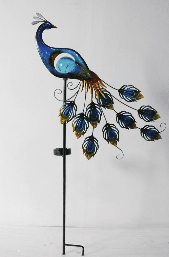 Teresa's Collections Peacock Solar Garden Stake, Exquisite Solar Yard ...